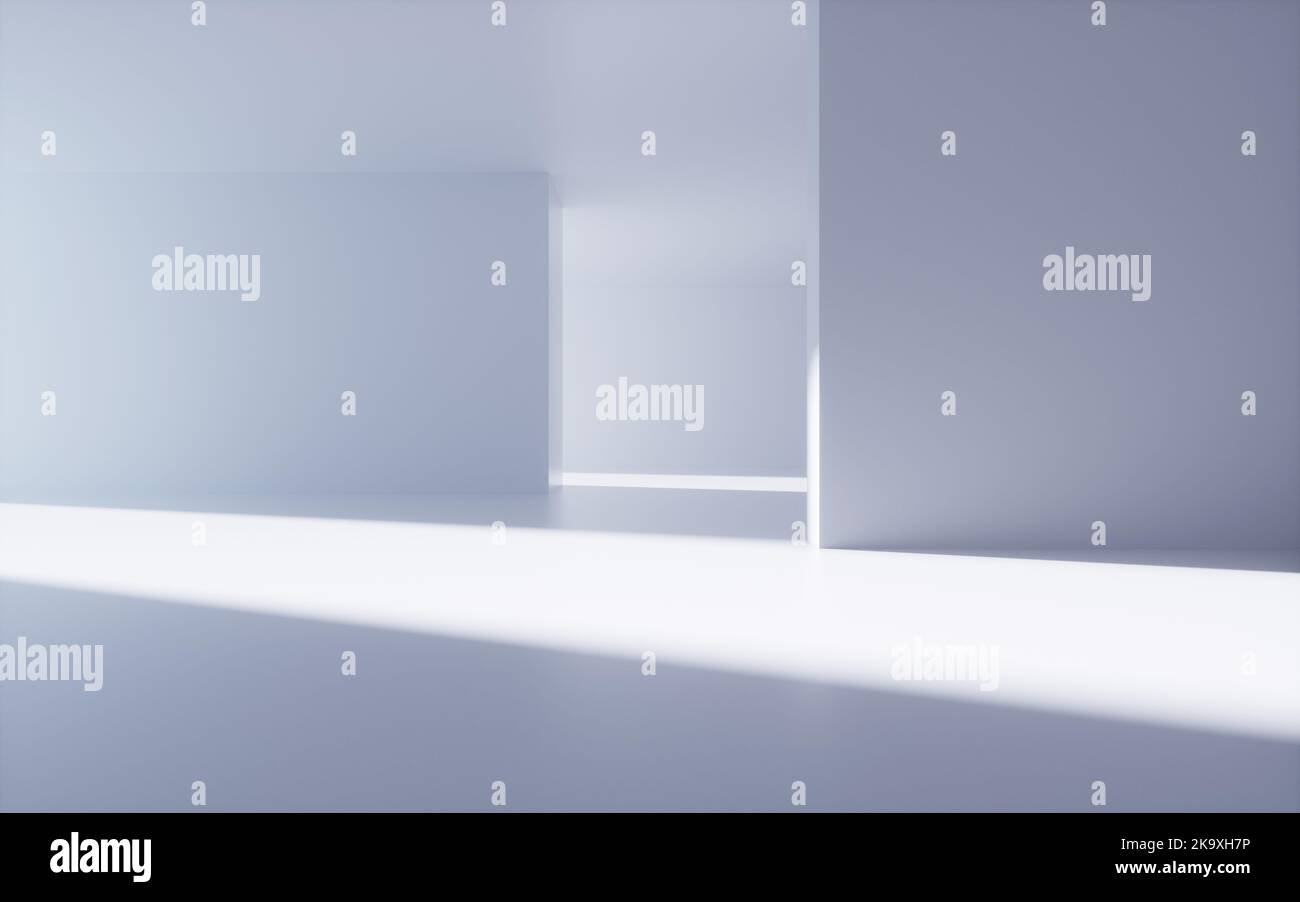White abstract geometric architecture, Interior geometry scene, 3d ...