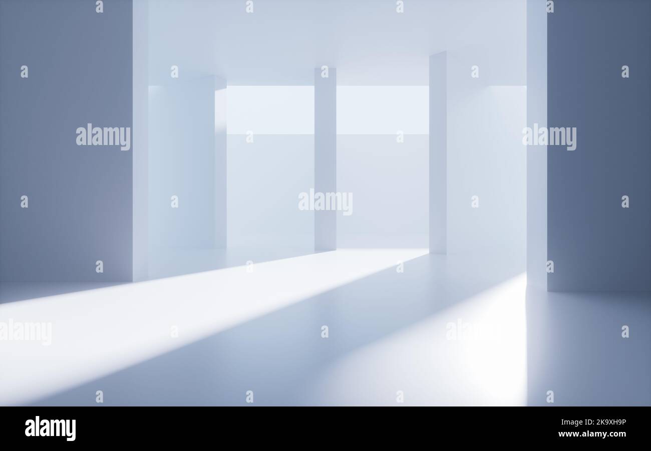White abstract geometric architecture, Interior geometry scene, 3d ...