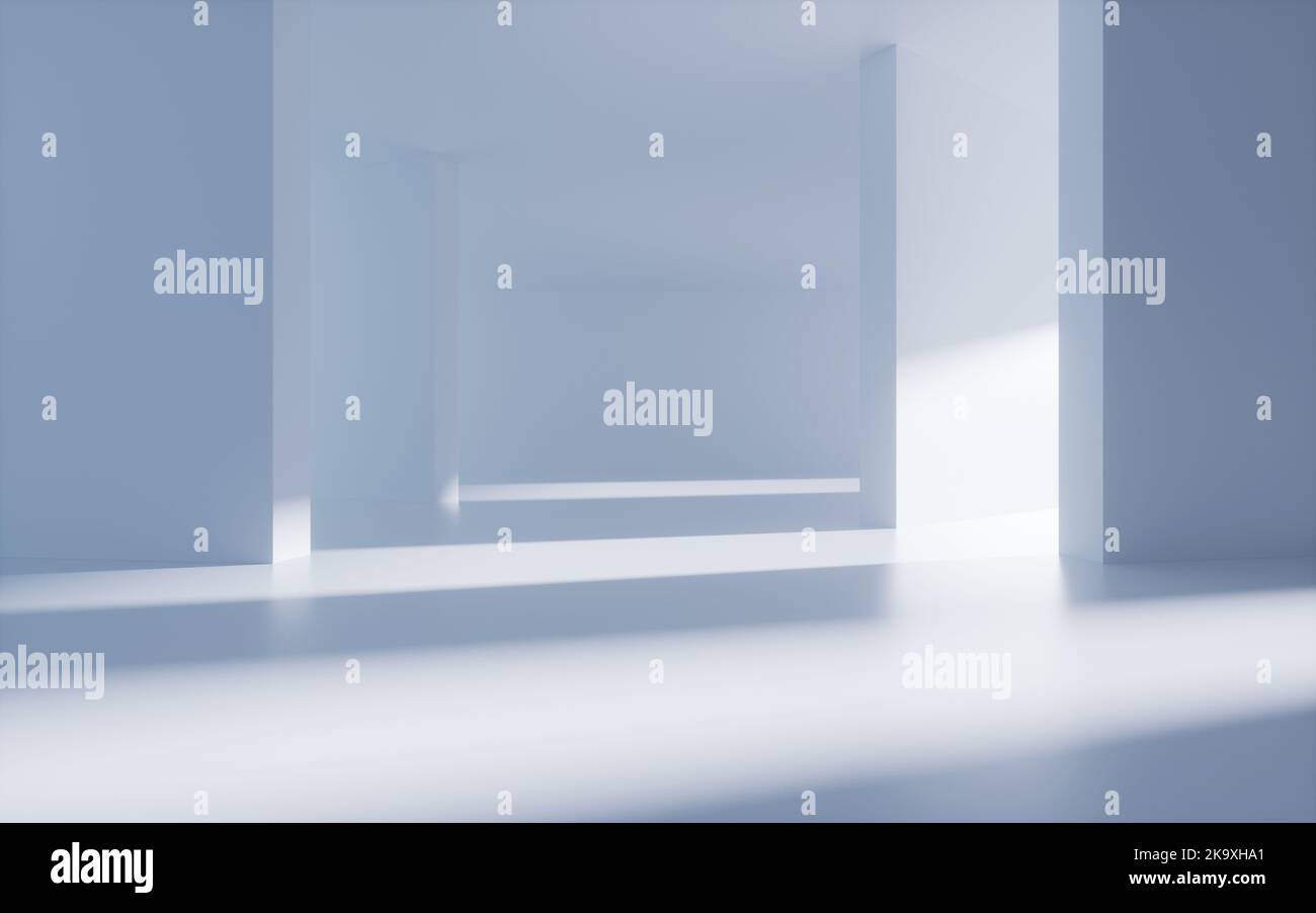 White abstract geometric architecture, Interior geometry scene, 3d ...