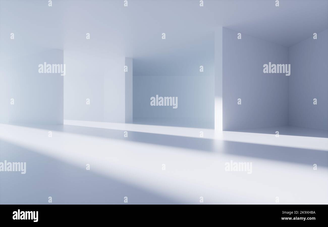 White abstract geometric architecture, Interior geometry scene, 3d ...
