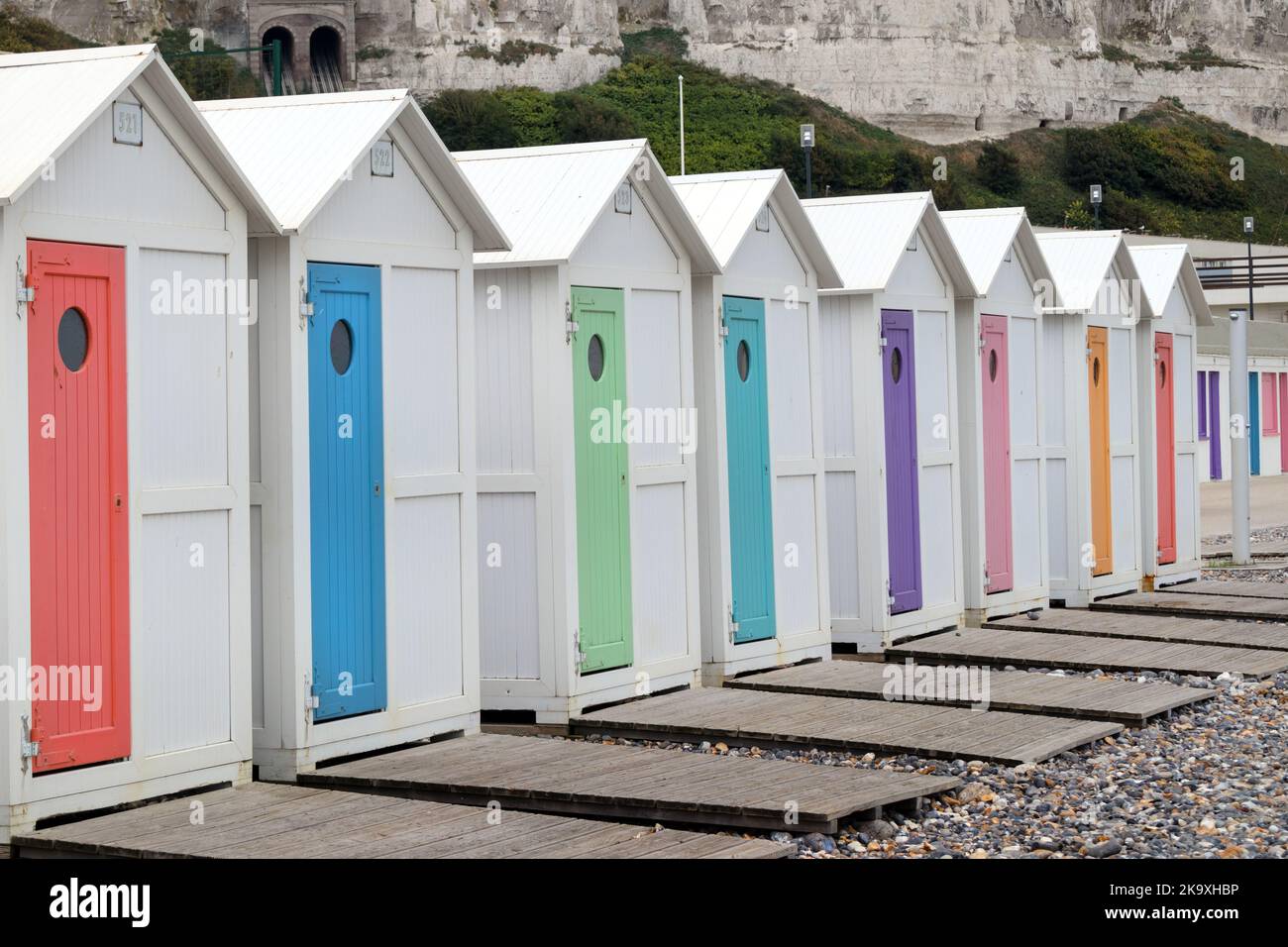 Colourful Beach Huts, Le Treport, Normandy, France Stock Photo - Alamy