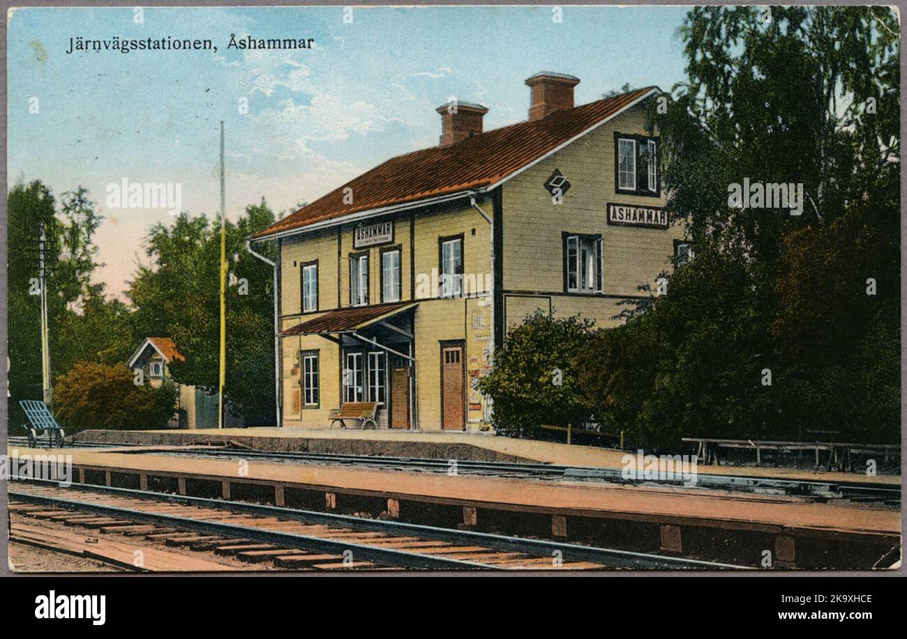 The railway station Åshammar Stock Photo - Alamy