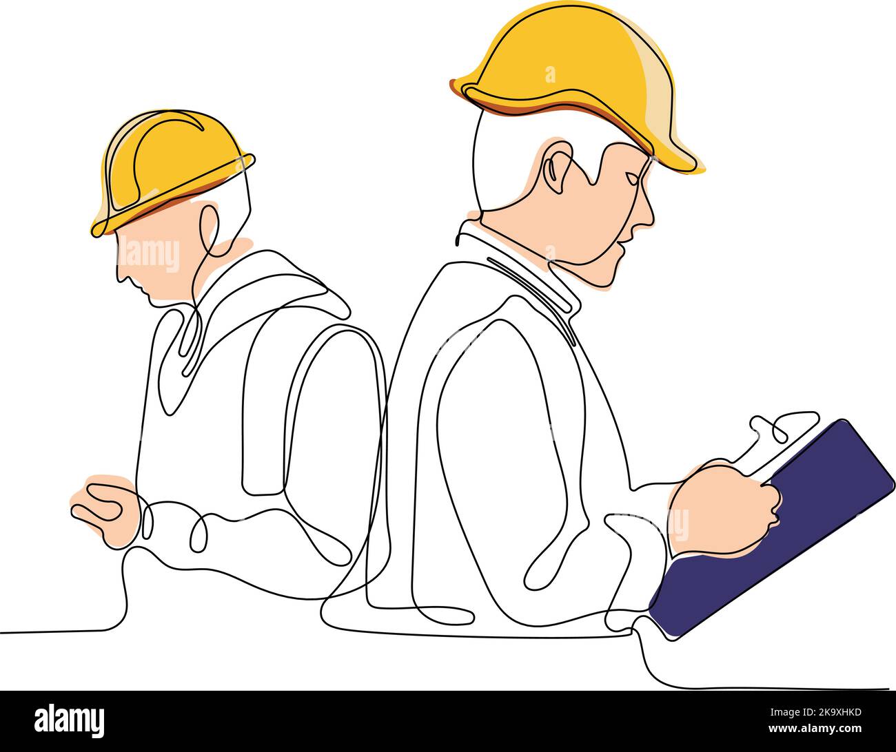 construction manager and engineer working on building site. Vector ...