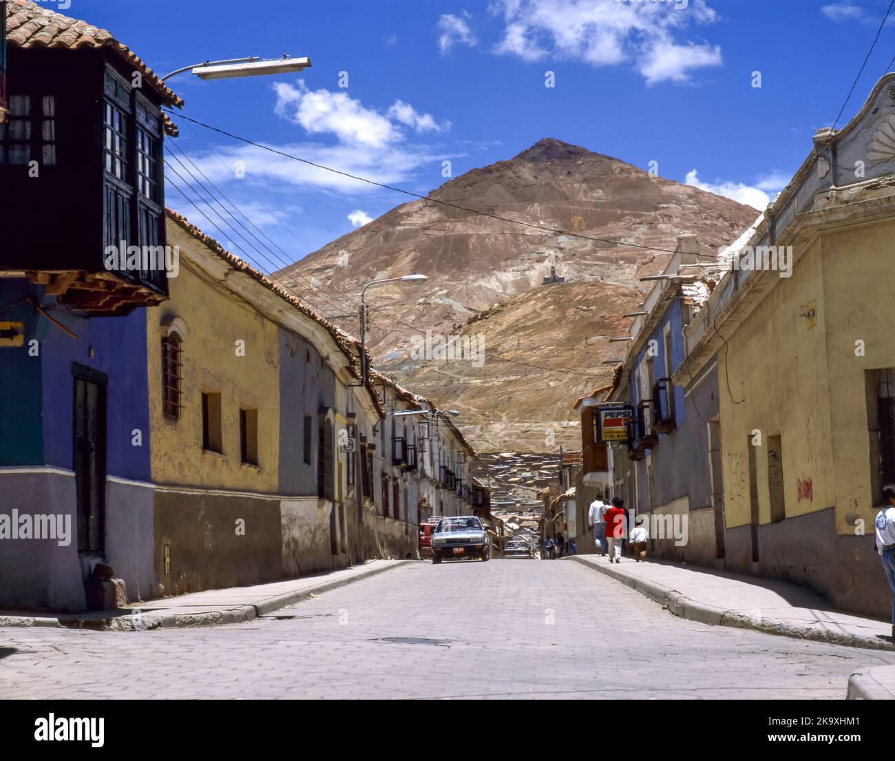 Potosi city, Bolivia,City center and in the background the Cerro Rico ...