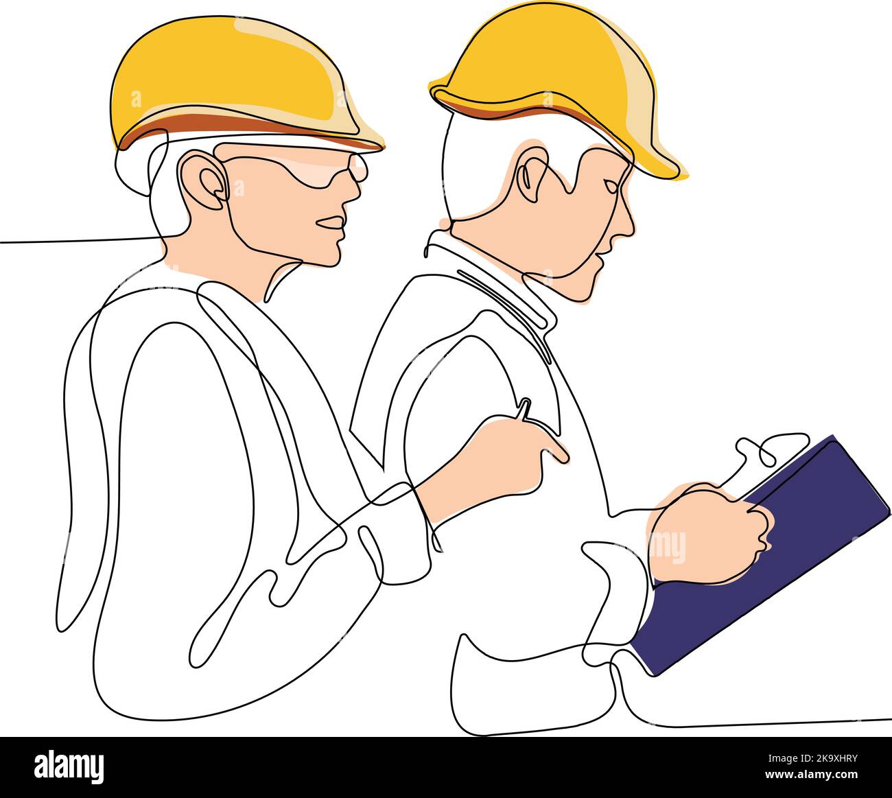 construction manager and engineer working on building site. Vector illustration Stock Vector ...