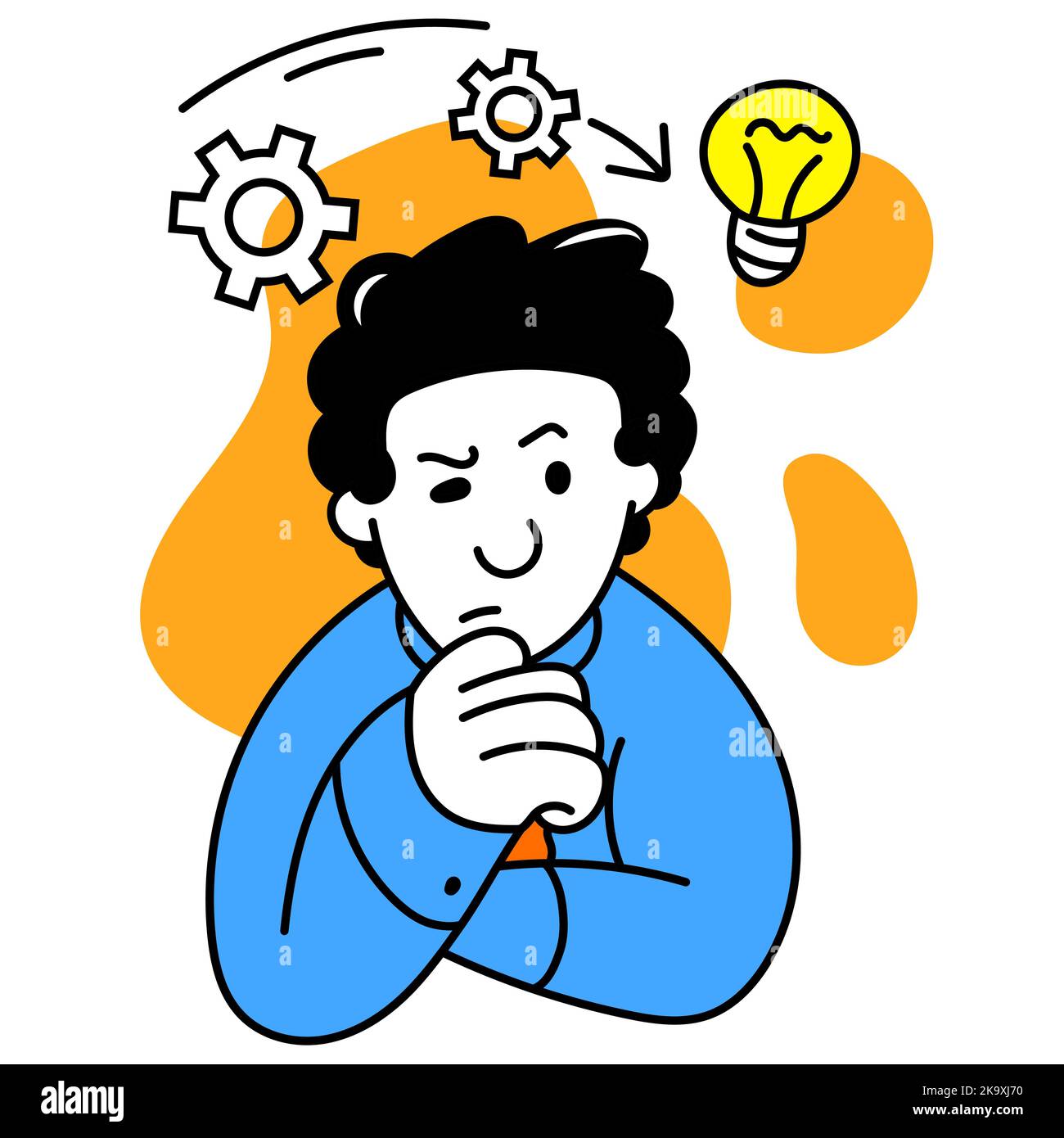 Doubts. Vector illustration with young ambitious smart manager in ...