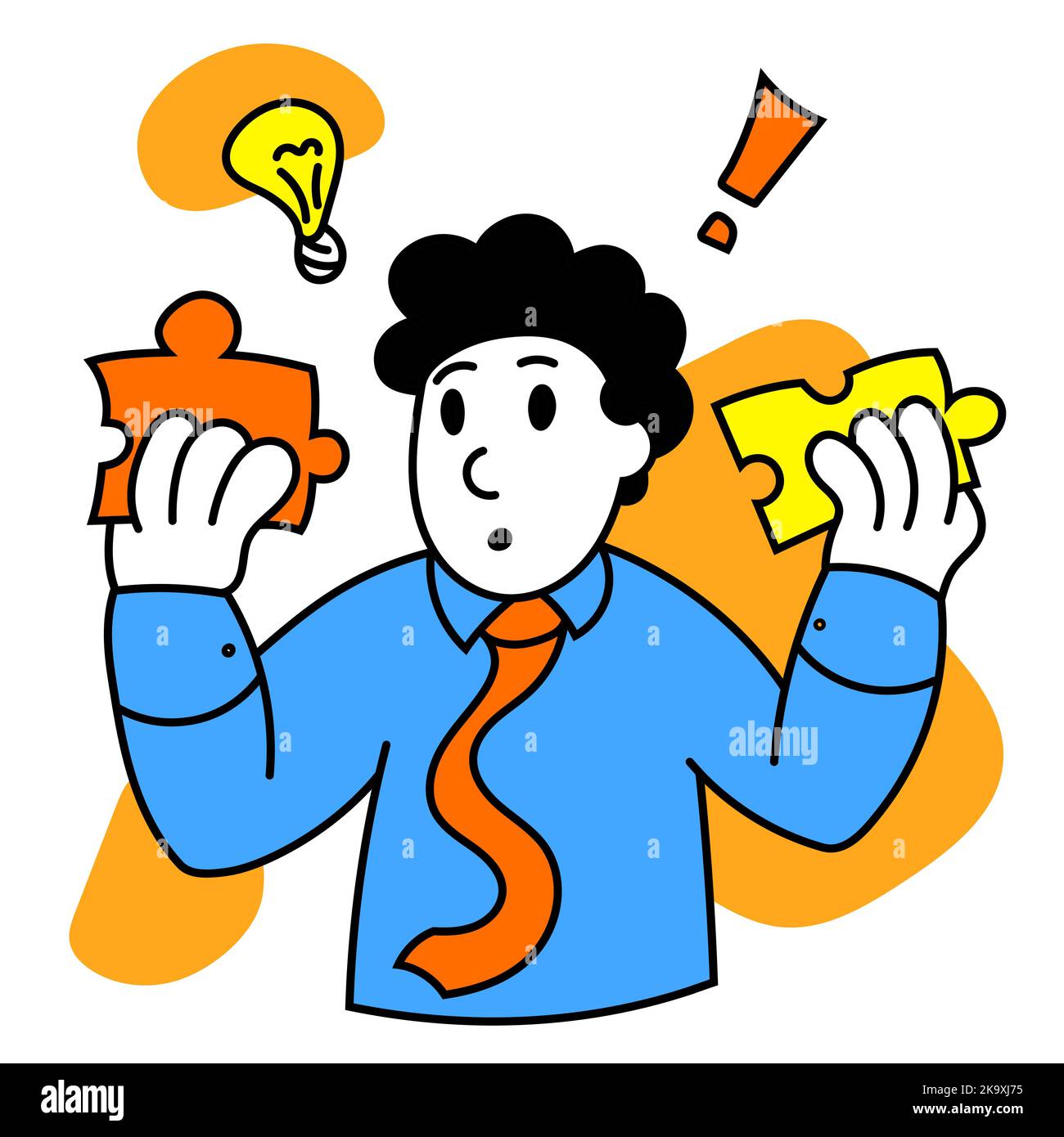 Hard business tasks. Vector illustration with young ambitious smart ...