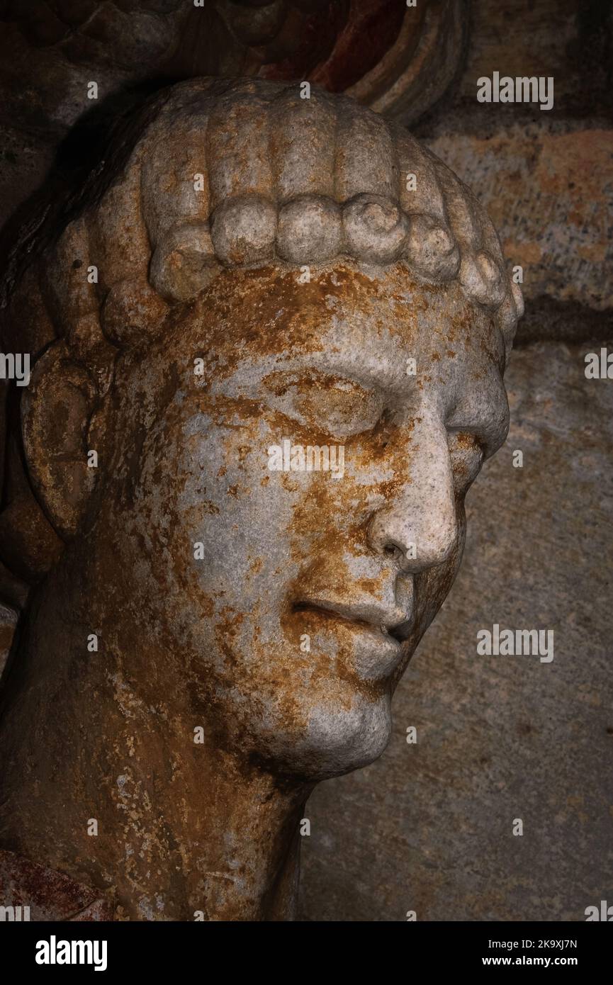 The face of Saint Stephen, the first Christian martyr, stoned to death ...