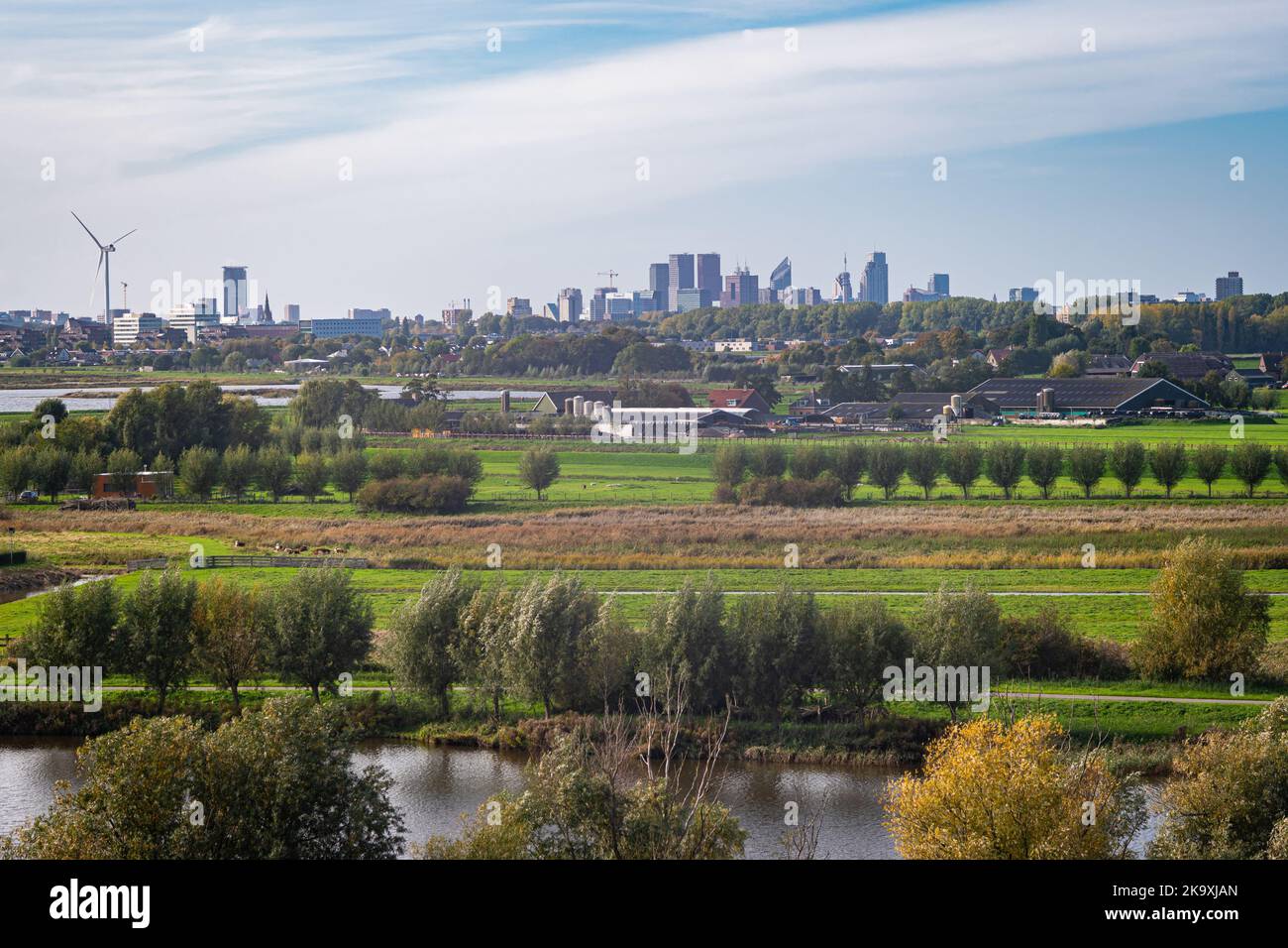 Skyline of the city of The Hague, Netherlands as seen from a vantage ...