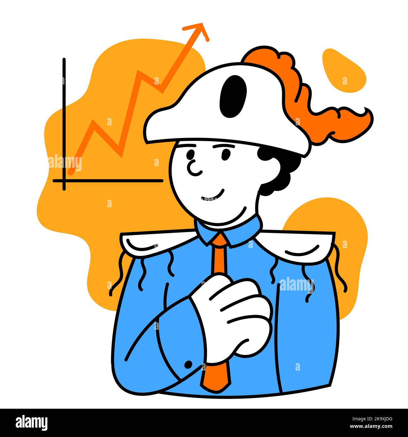 Leader and conqueror. Vector illustration with young ambitious smart ...