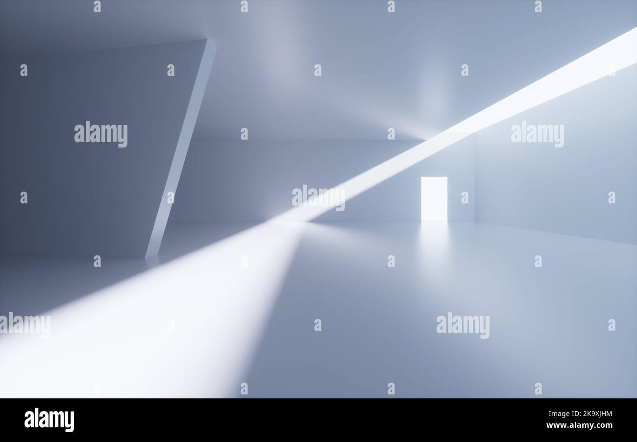 White abstract geometric architecture, Interior geometry scene, 3d ...