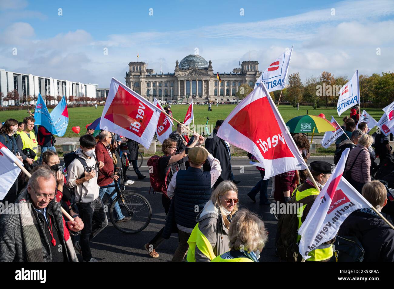 22.10.2022, Berlin, Germany, Europe - Protest march through government ...