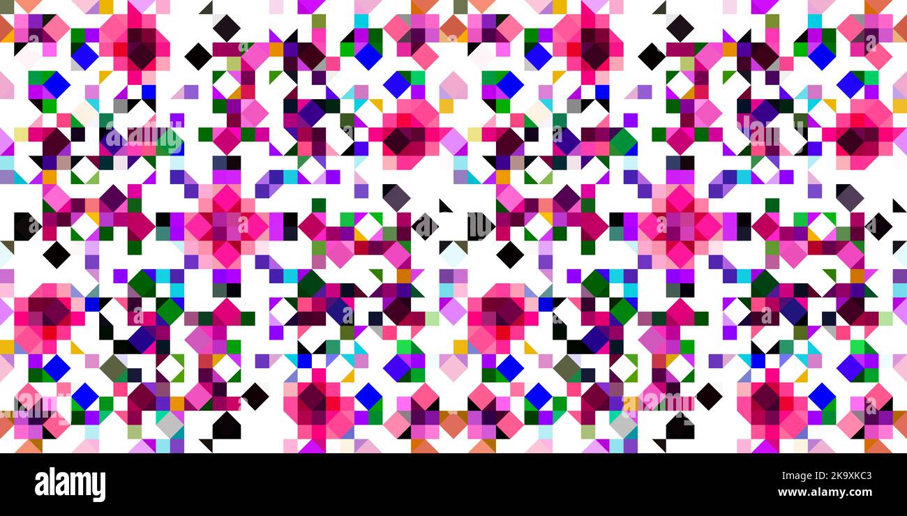 Retro geometric pixel pattern. Playful fun kaleidoscopic pink wallpaper ...