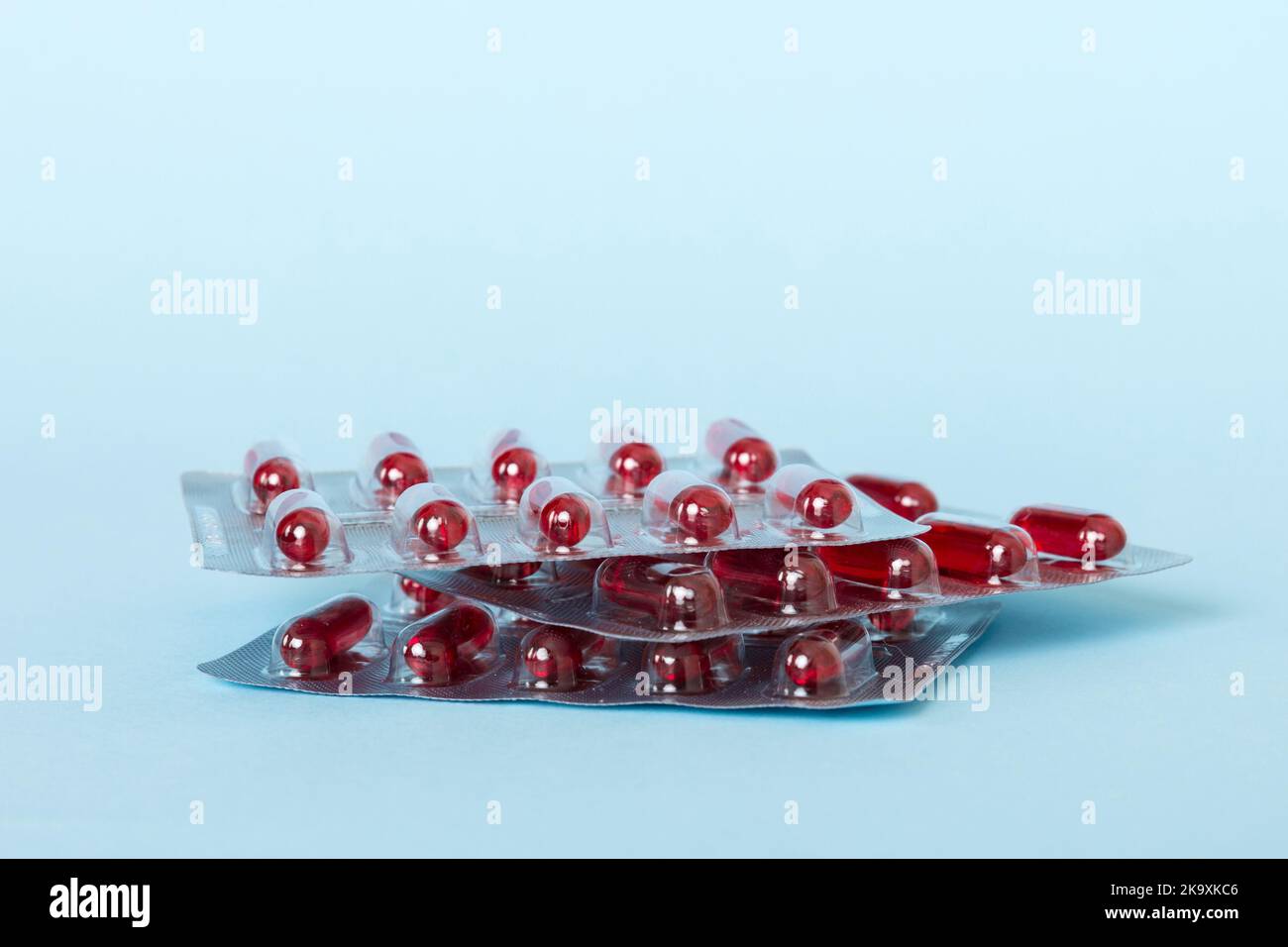 too many different pill cartridges stacked. selective Focus. Packs of ...