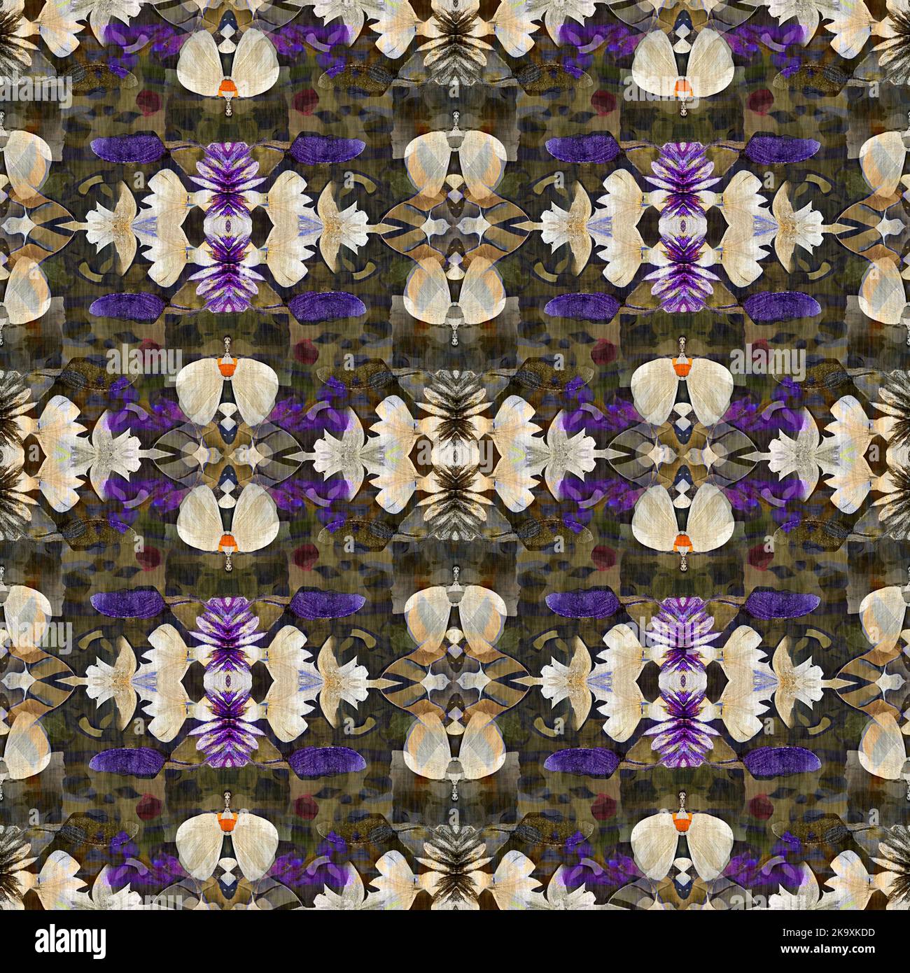 Wildflower rustic damask seamless pattern. Geometric antique floral for ...