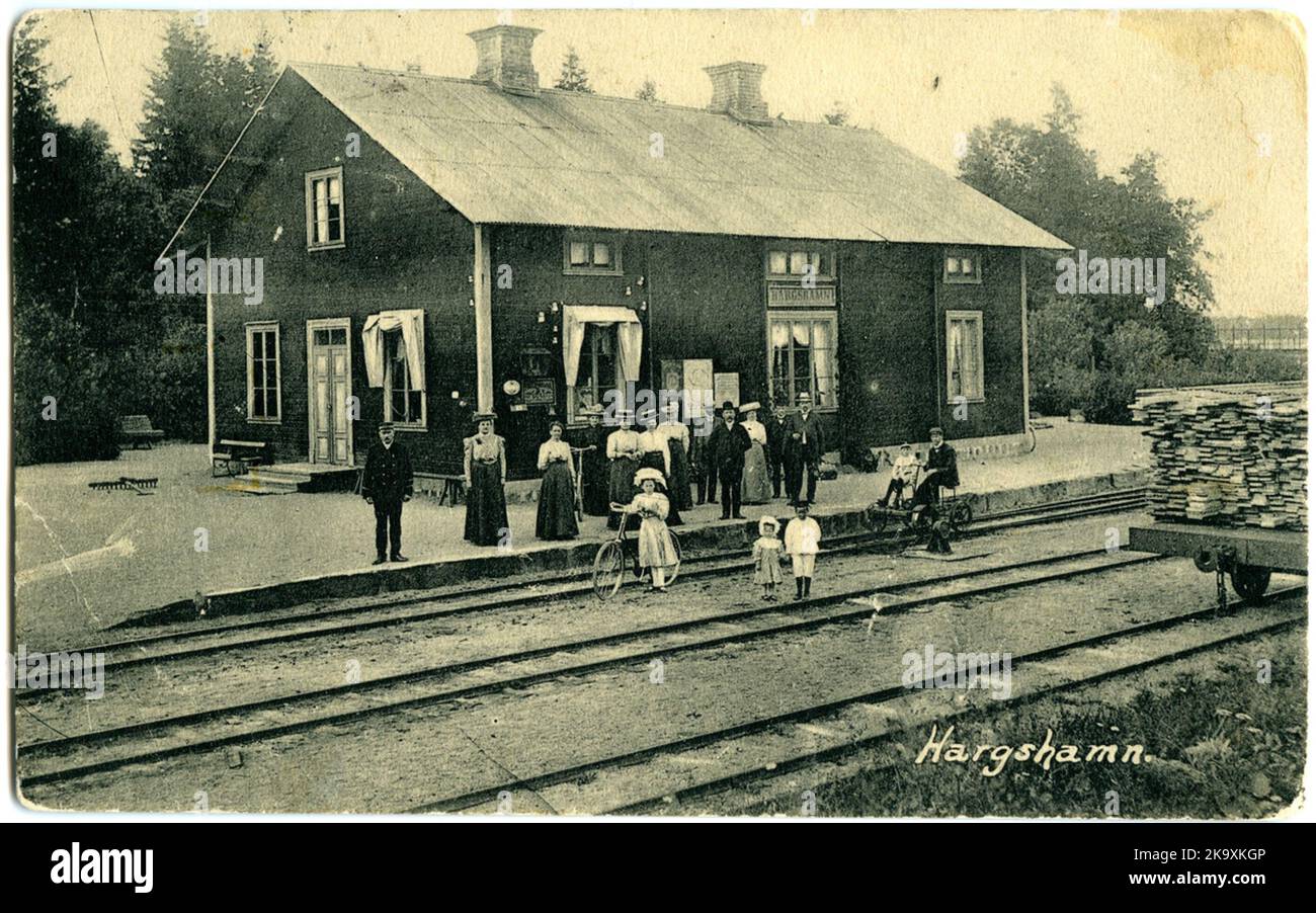 Postcard, station opened 2/1 1878, loading area from 17/6 1974. 1989-09 ...