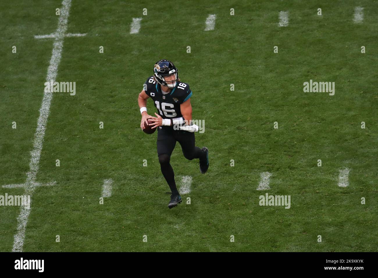 Jacksonville Jaguars' Trevor Lawrence during the NFL International match at Wembley Stadium ...