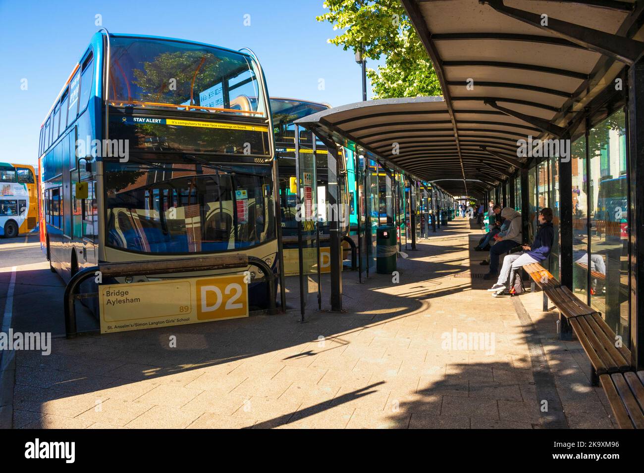 Canterbury Bus Station with travelers waiting ,Bus stop in Canterbury ...