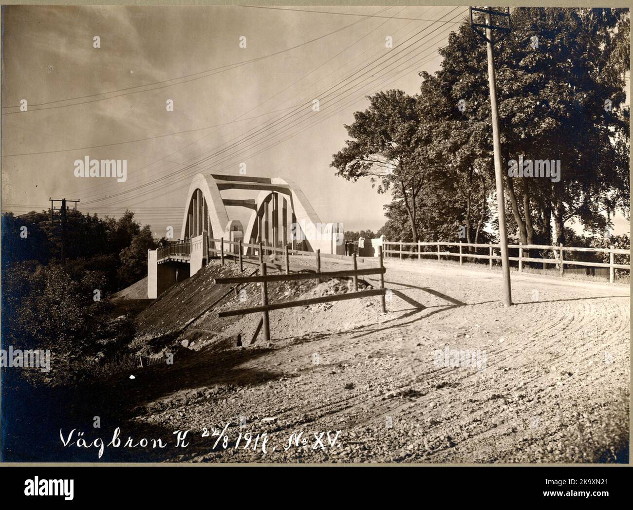 Newly built bridge over railway text in the picture: Road Bridge K. 22/ ...