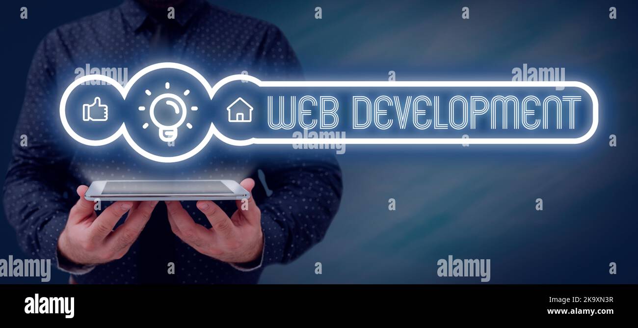 Text showing inspiration Web Development. Concept meaning work involved ...