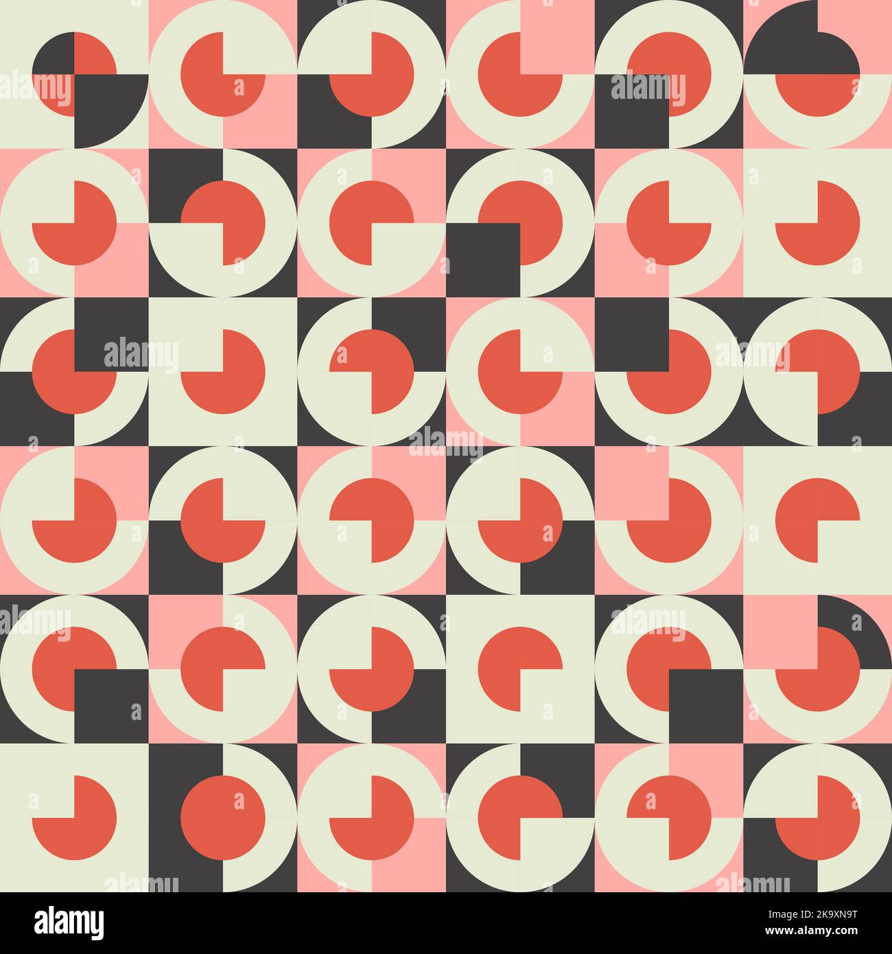 Seamless pattern in retro bauhaus style with circles. Background with ...