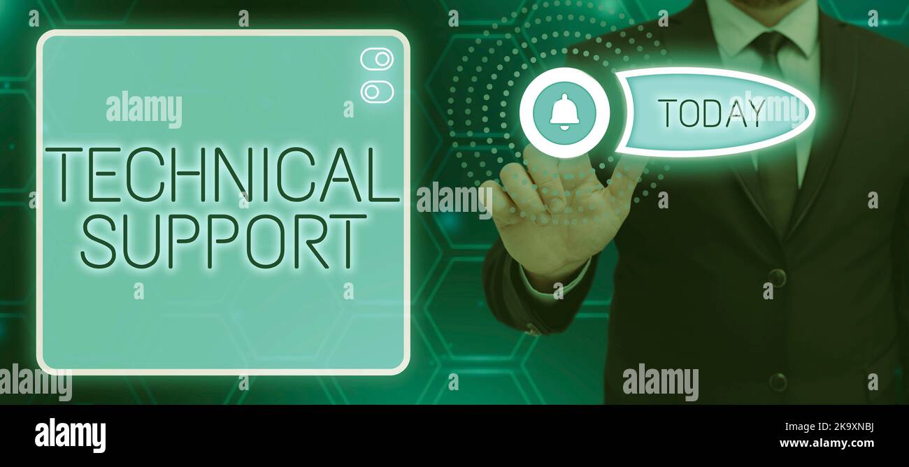 Text caption presenting Technical Support. Conceptual photo a service ...