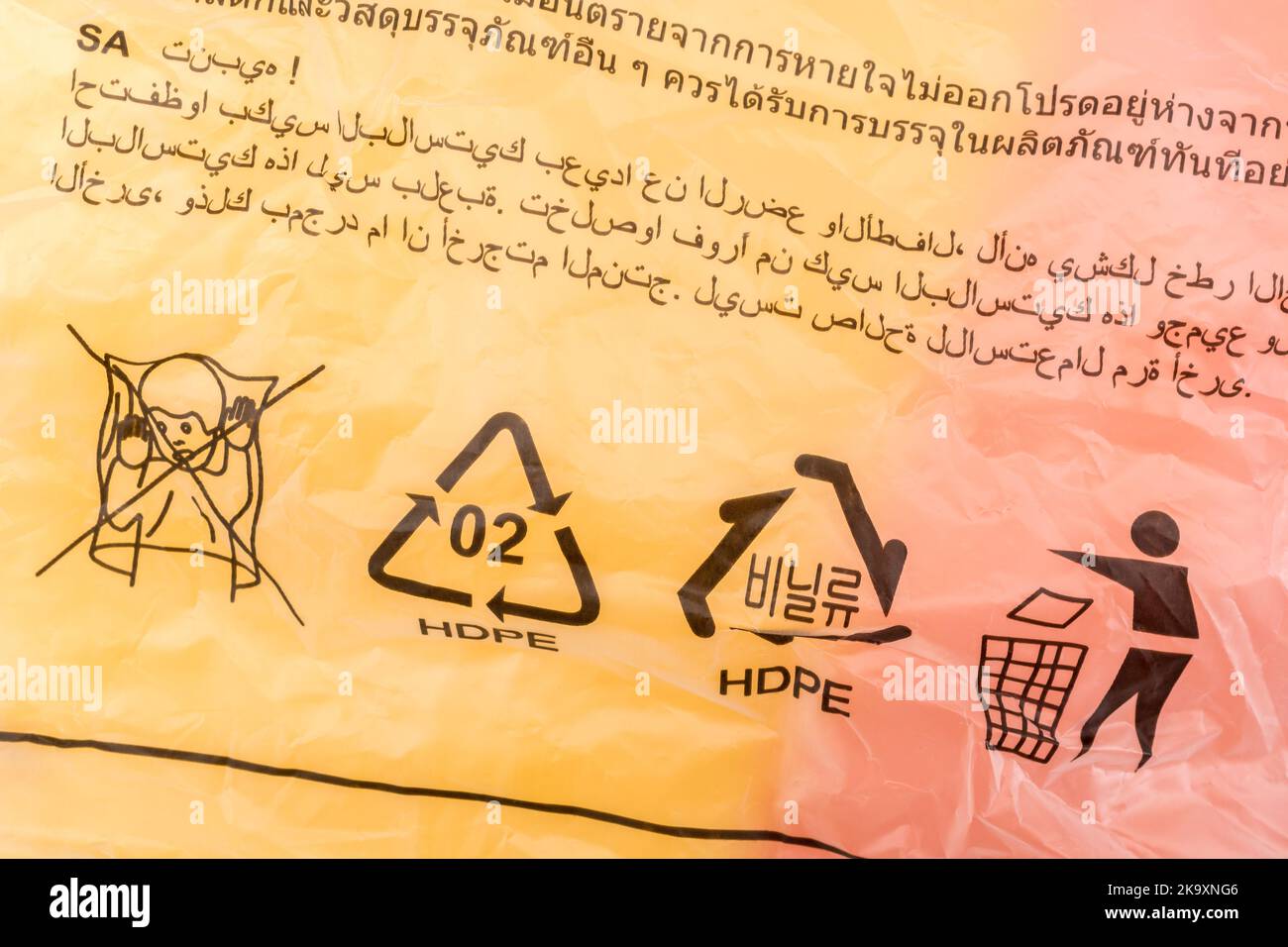 Close shot of 02 plastic resin code / Resin Identification Code for ...