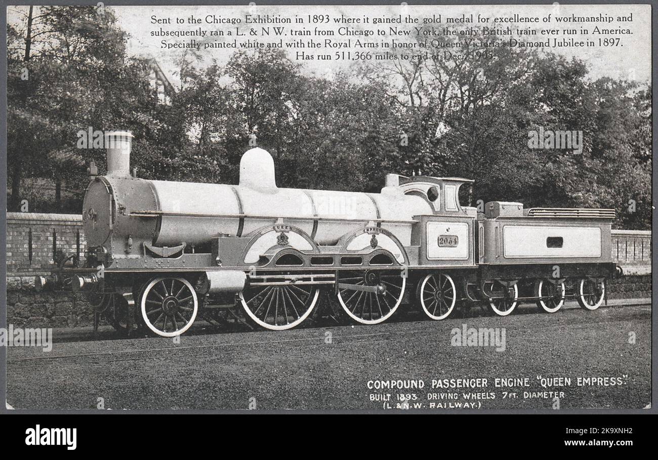 London North Western Railway. LNWR lok 2054 "Queen Empress Stock Photo ...