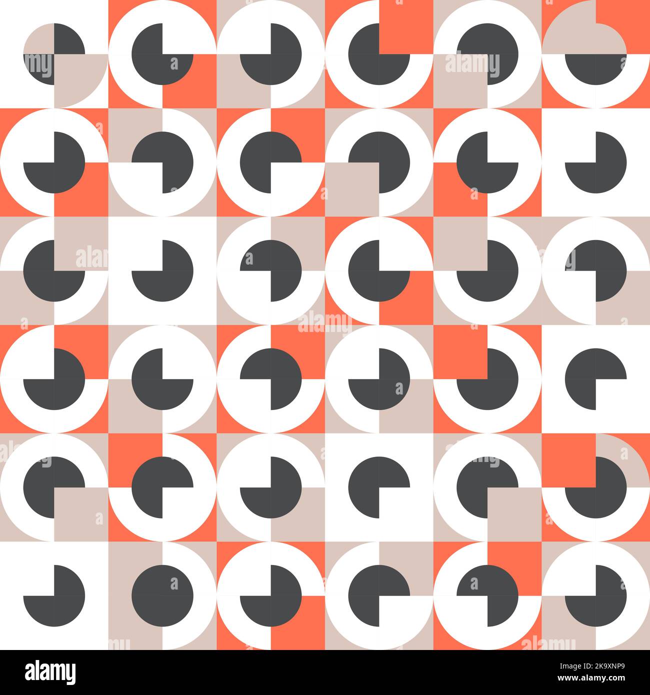 Seamless pattern in retro bauhaus style with circles. Background with ...