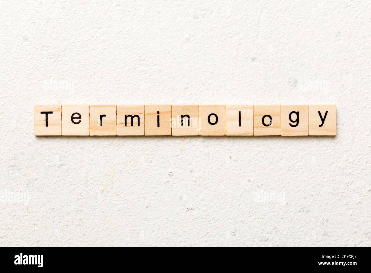 terminology word written on wood block. terminology text on table ...