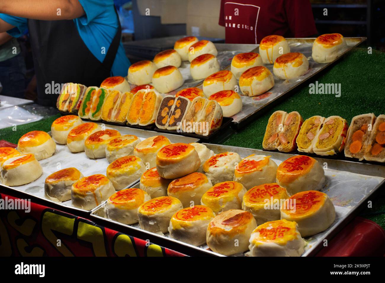 Thai chef and merchant cooking local dessert cuisine or sweet food ...