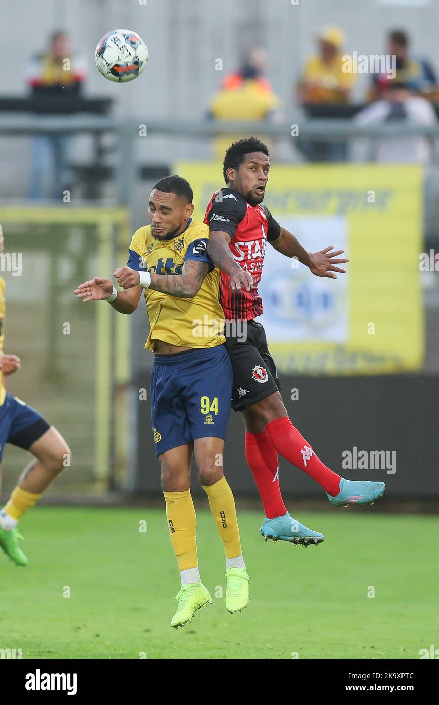Union's Loic Lapoussin and Seraing's Vagner Mvoue fight for the ball ...