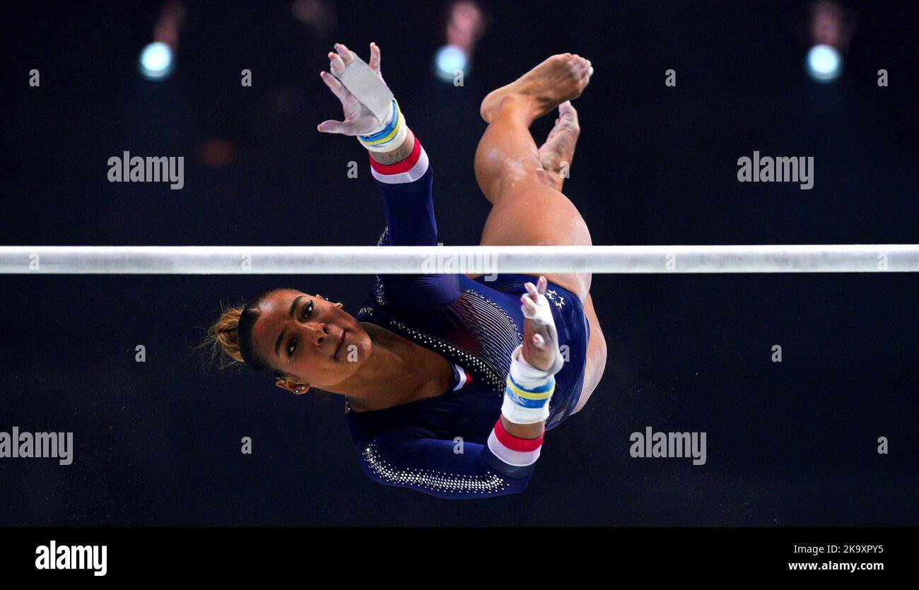 France's Mariane Boyer competes on the uneven bars uring day two of the ...