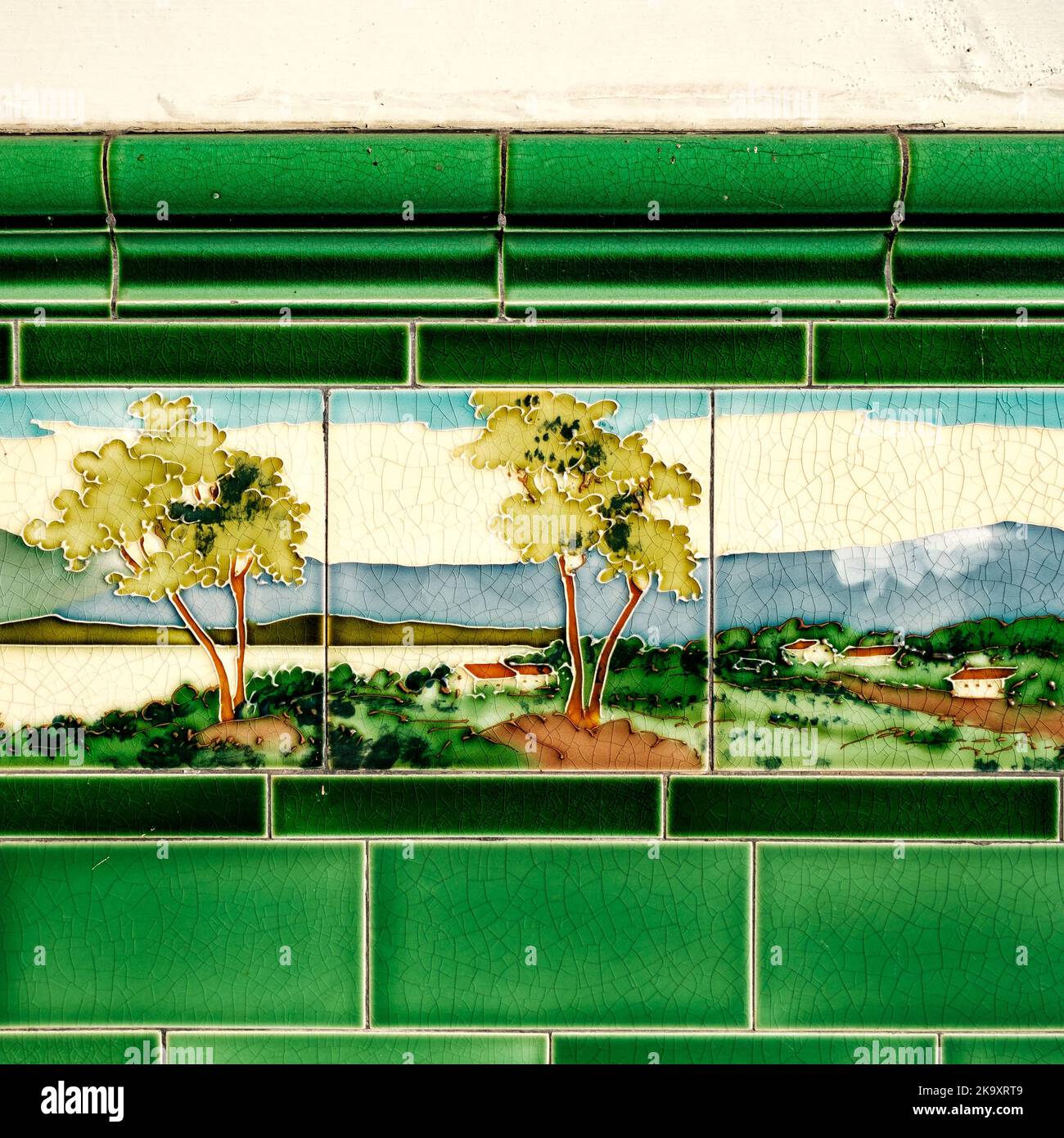 Beautiful decorative tenement close tiles in Greenock, Scotland Stock ...