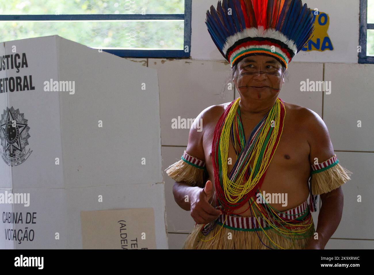 Paragominas, Brazil. 30th Oct, 2022. Elections 2022 Tembé indigenous ...