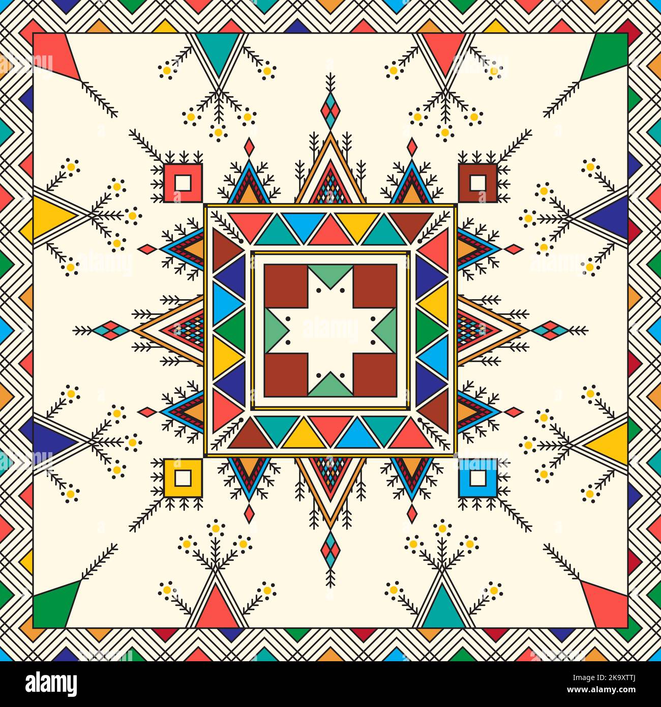 Decorative geometric repeating pattern inspired by Al-Qatt Al-Asiri ...