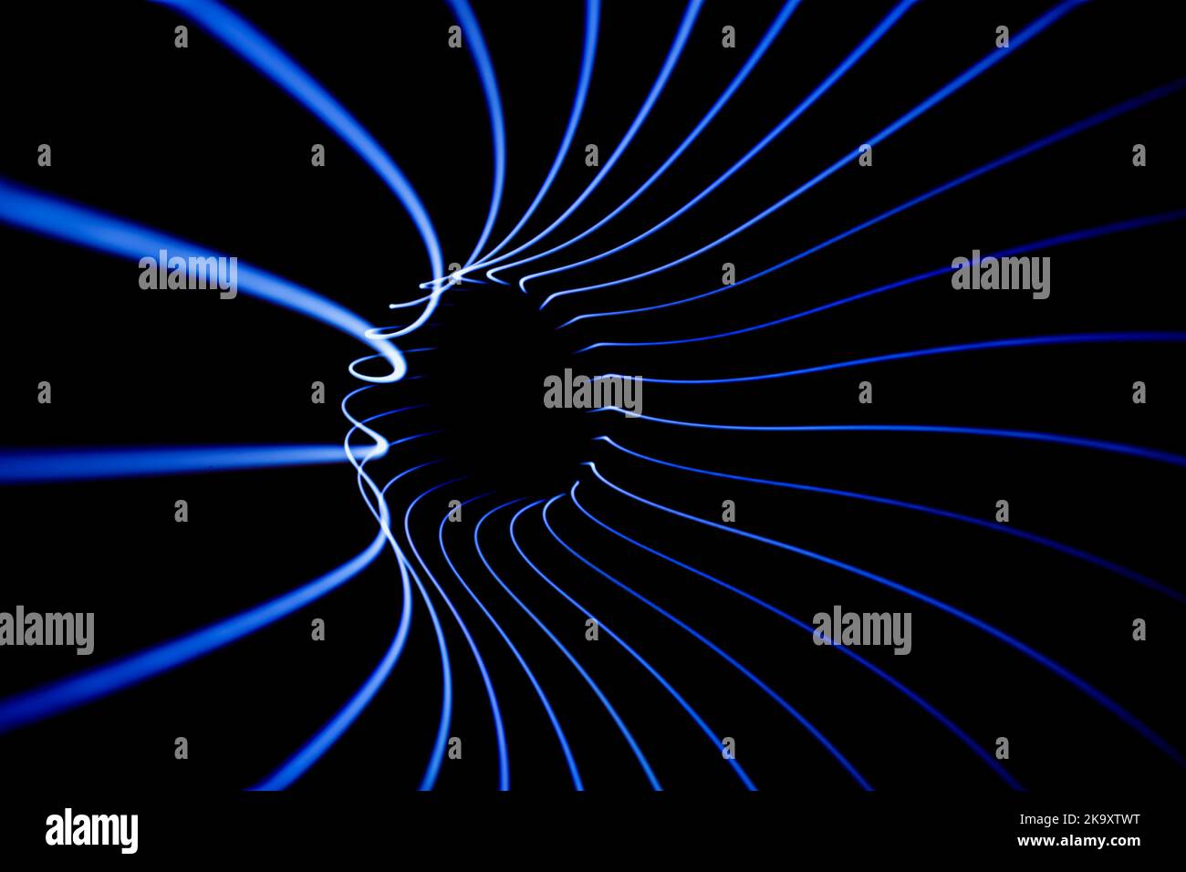 Sound waves in the visible blue color in the dark Stock Photo - Alamy