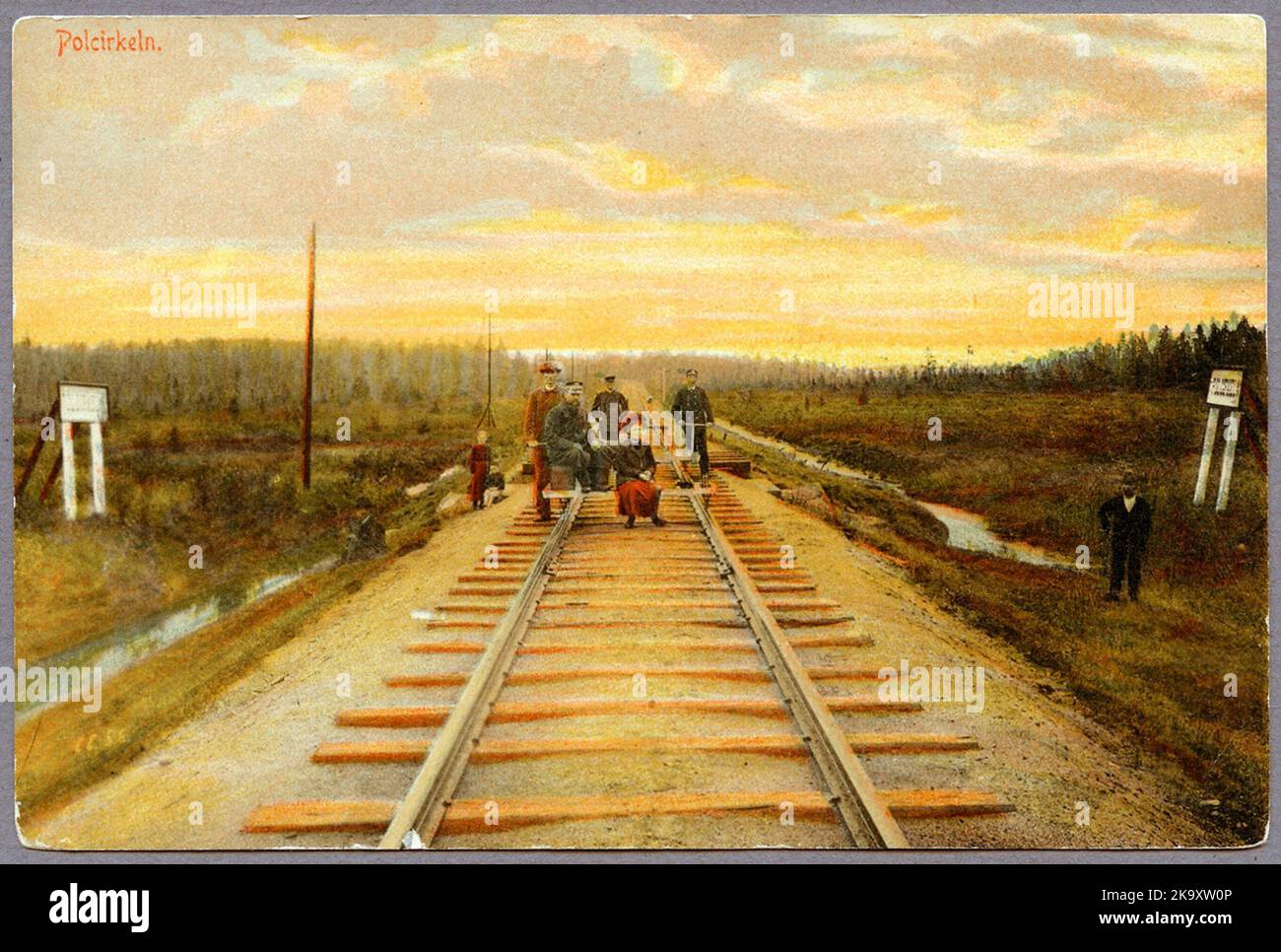 Railway staff with family at the Arctic Circle station Stock Photo - Alamy