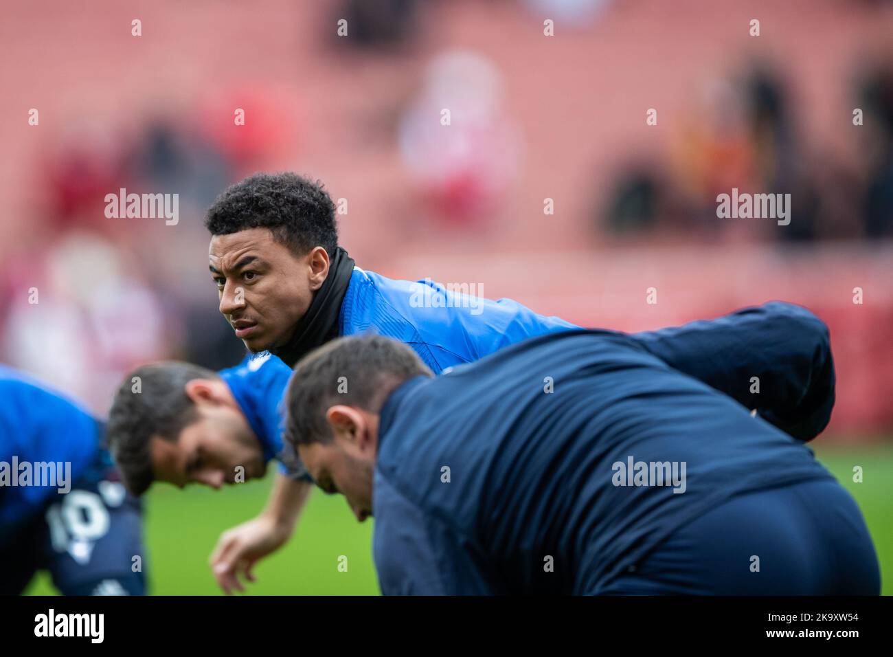Jesse Lingard #11 of Nottingham Forest warms up before the Premier ...