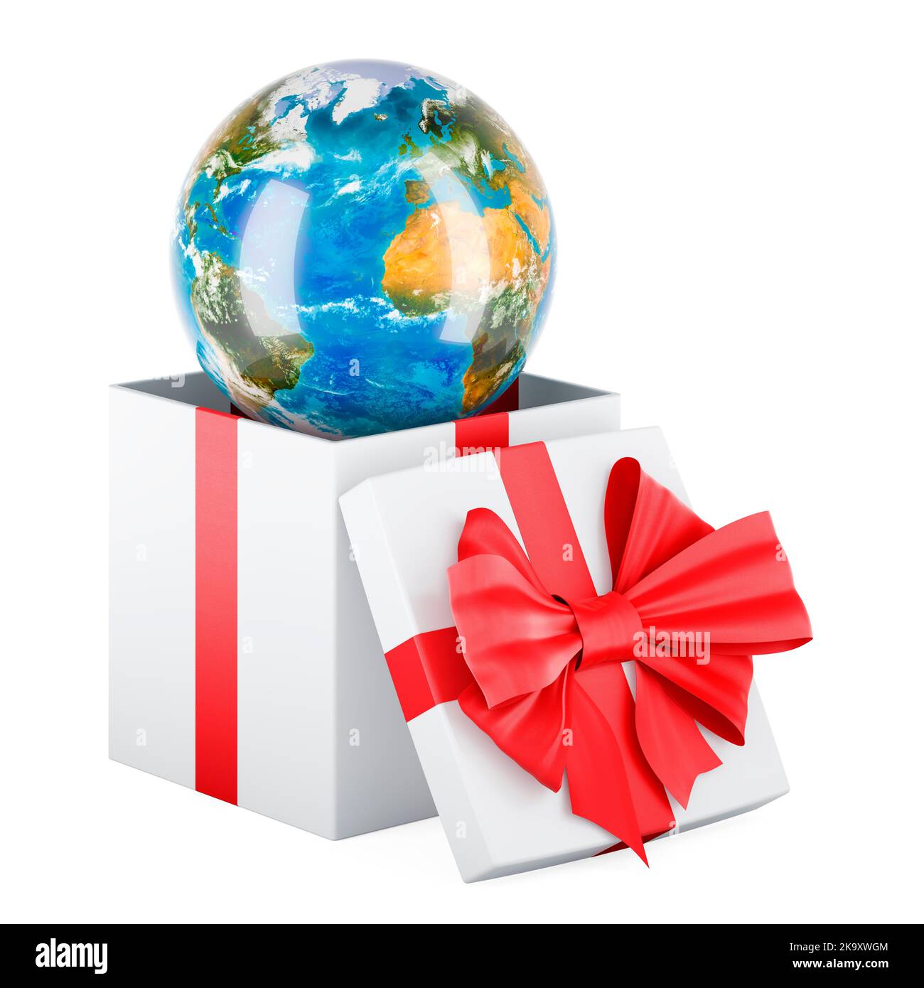 Earth Globe inside gift box, gift concept. 3D rendering isolated on ...