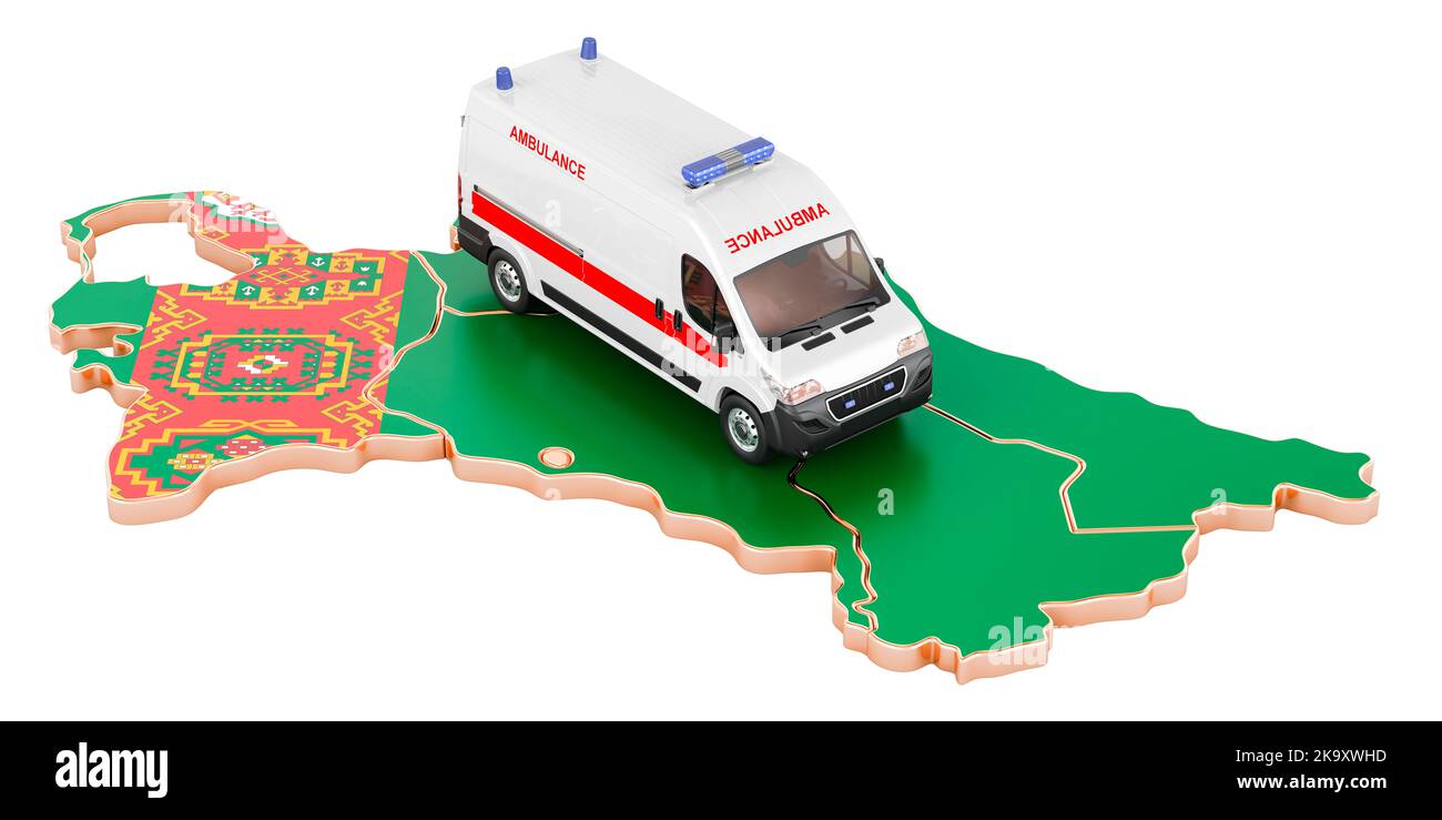 Emergency medical services in Turkmenistan. Ambulance van on the ...