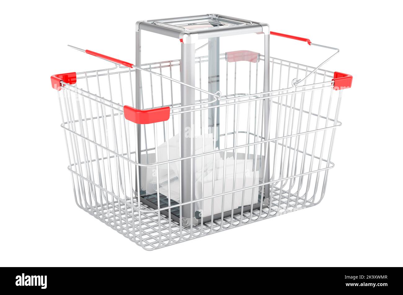 Shopping basket with ballot box, 3D rendering isolated on white ...