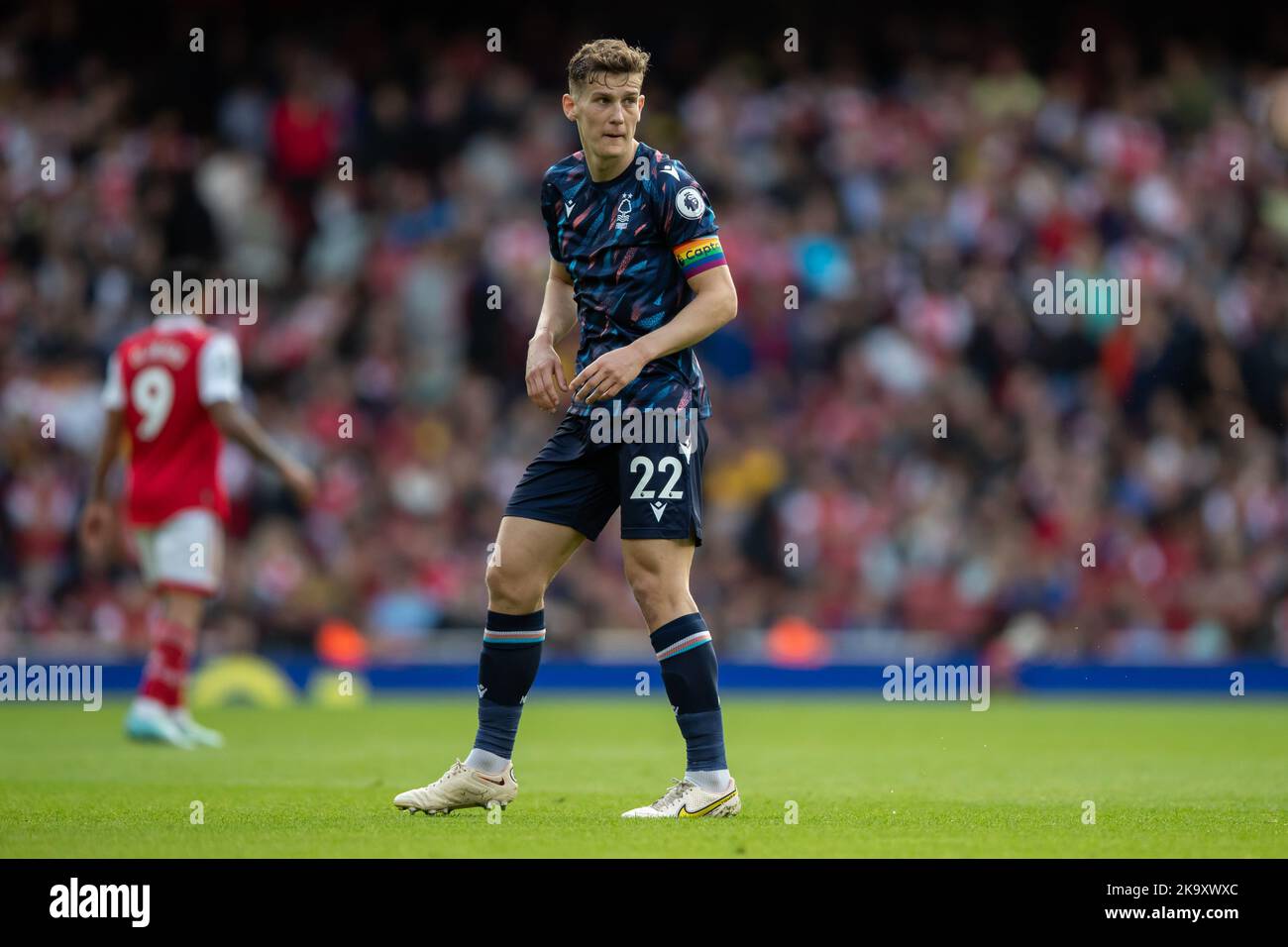 Ryan Yates #22 of Nottingham Forest looks on during the Premier League ...