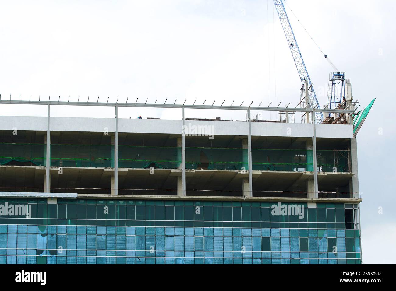 Downtown Seattle office towers under construction showing a large crane ...
