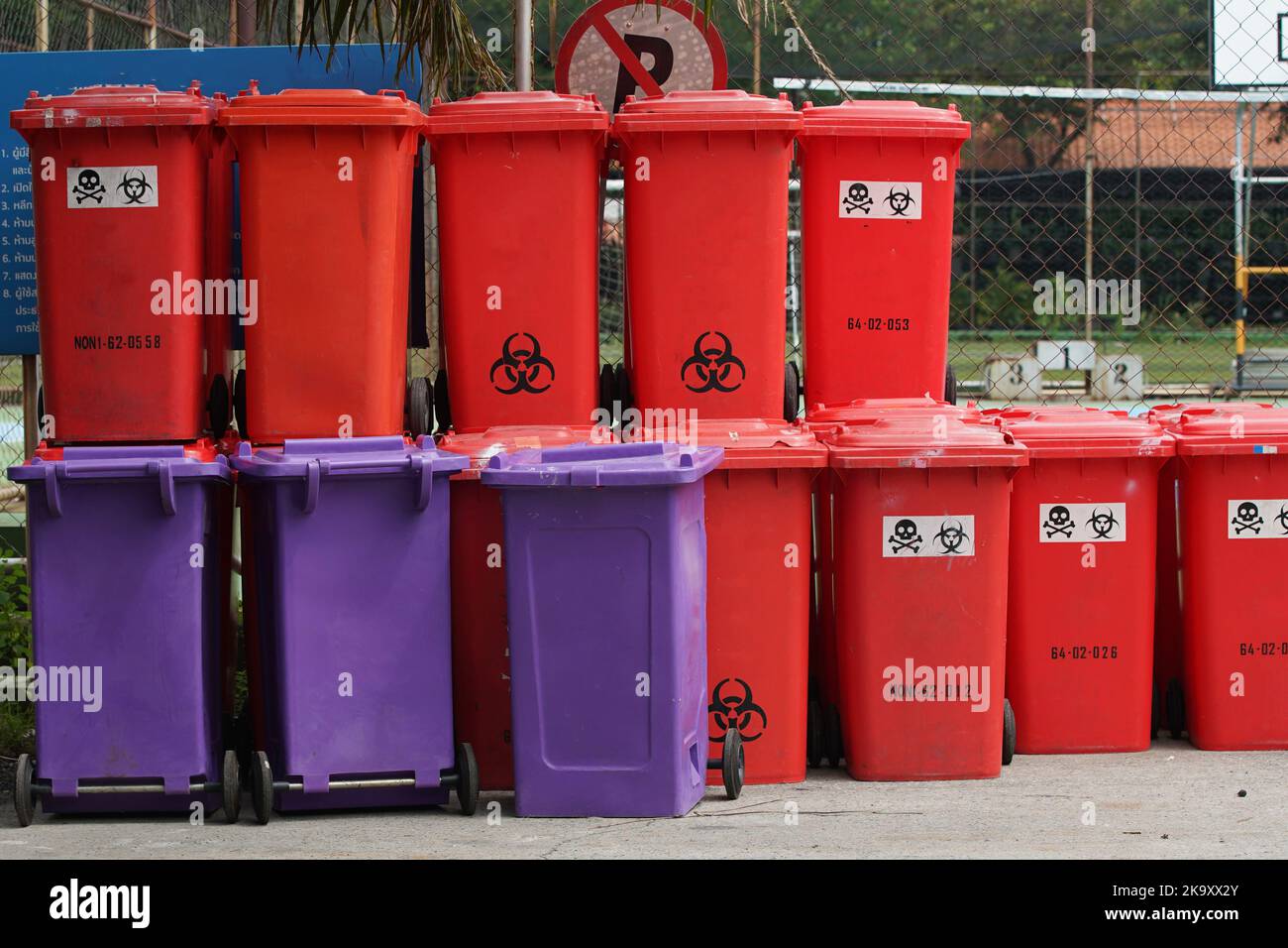 Plastic Waste Bins with Flaps Open and Close and Waste Type Labels ...