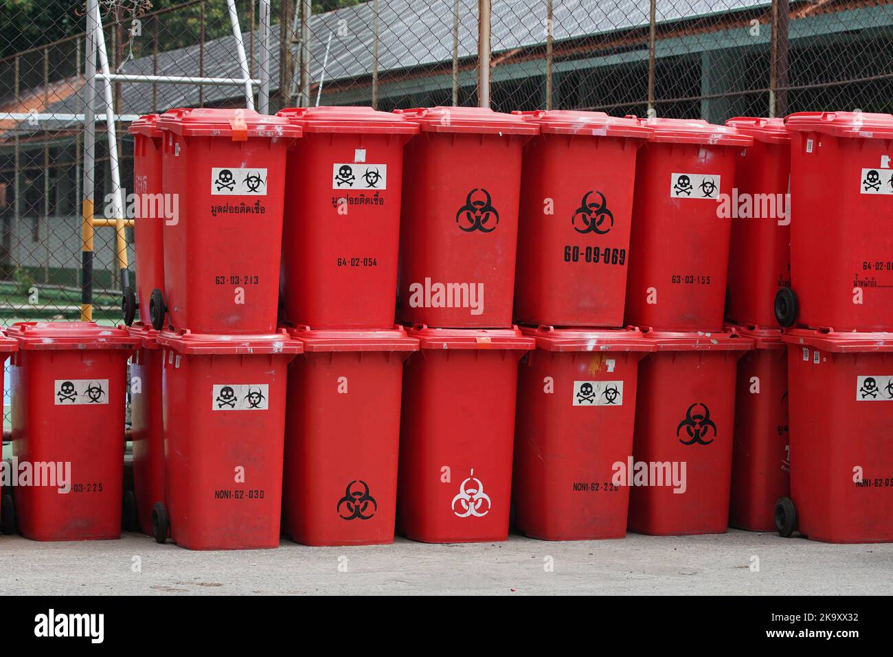 Plastic Waste Bins with Flaps Open and Close and Waste Type Labels ...