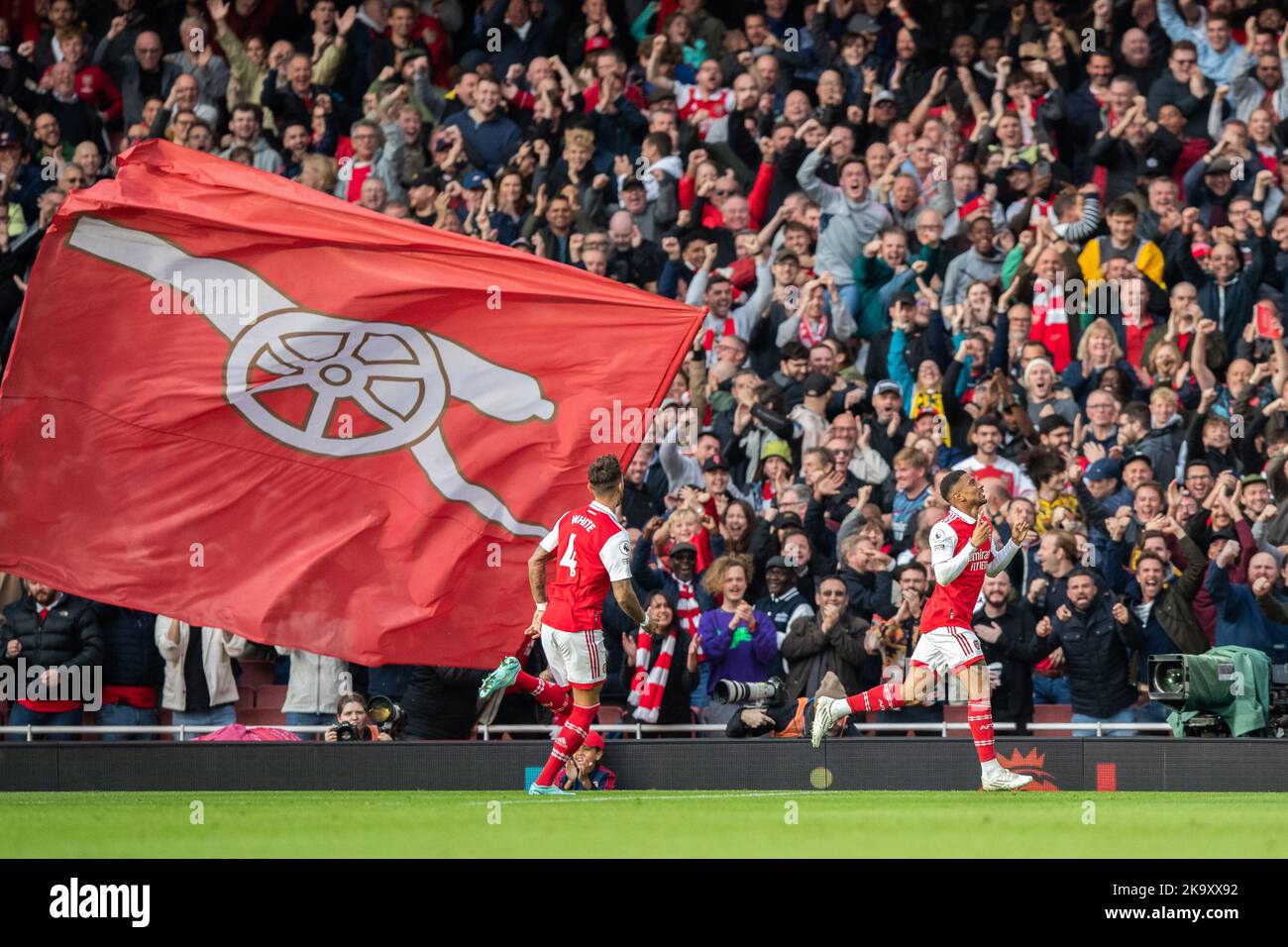Reiss Nelson #24 of Arsenal celebrates his first of the afternoon ...