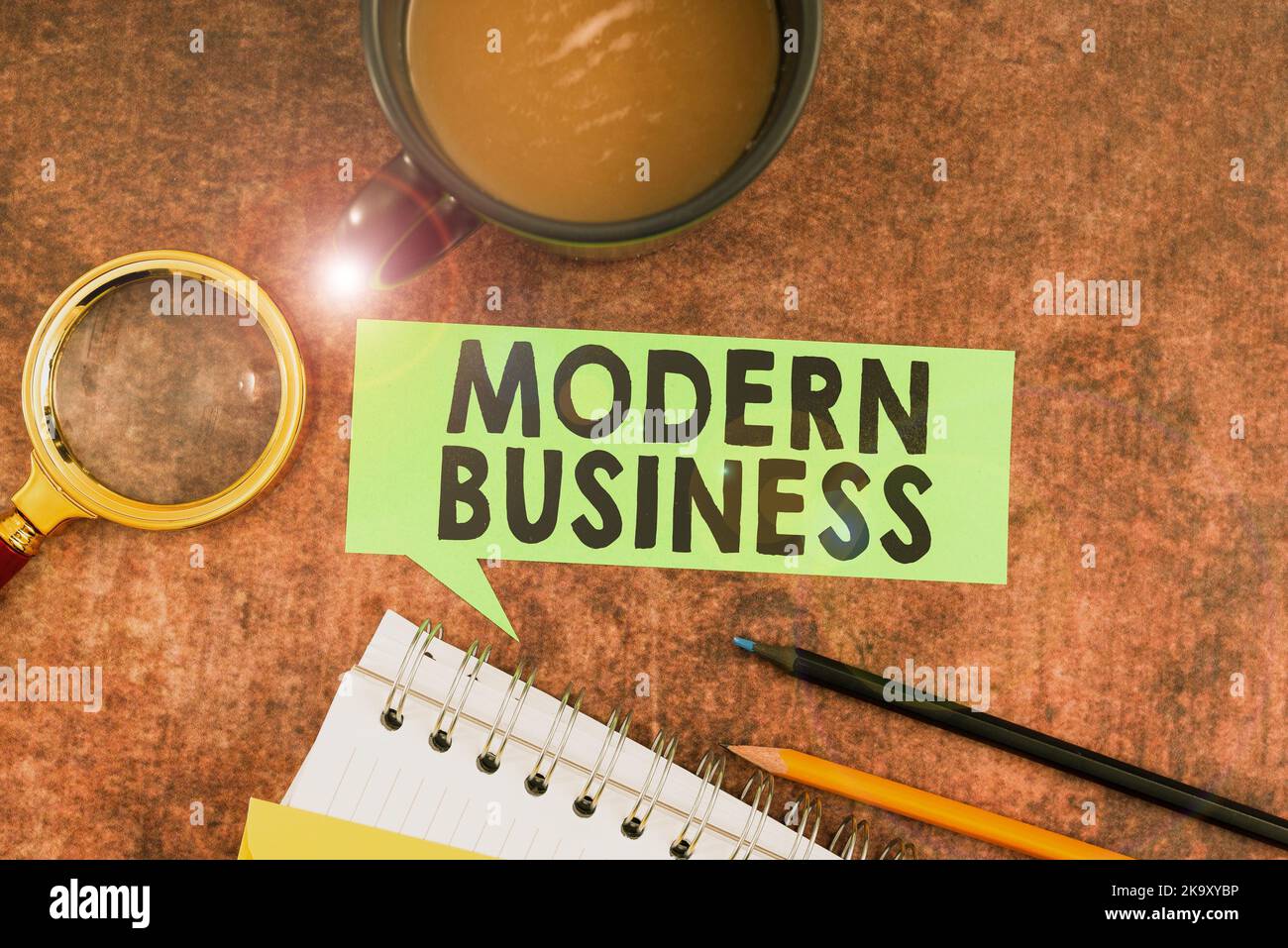 Conceptual caption Modern Business. Business overview recent business ...