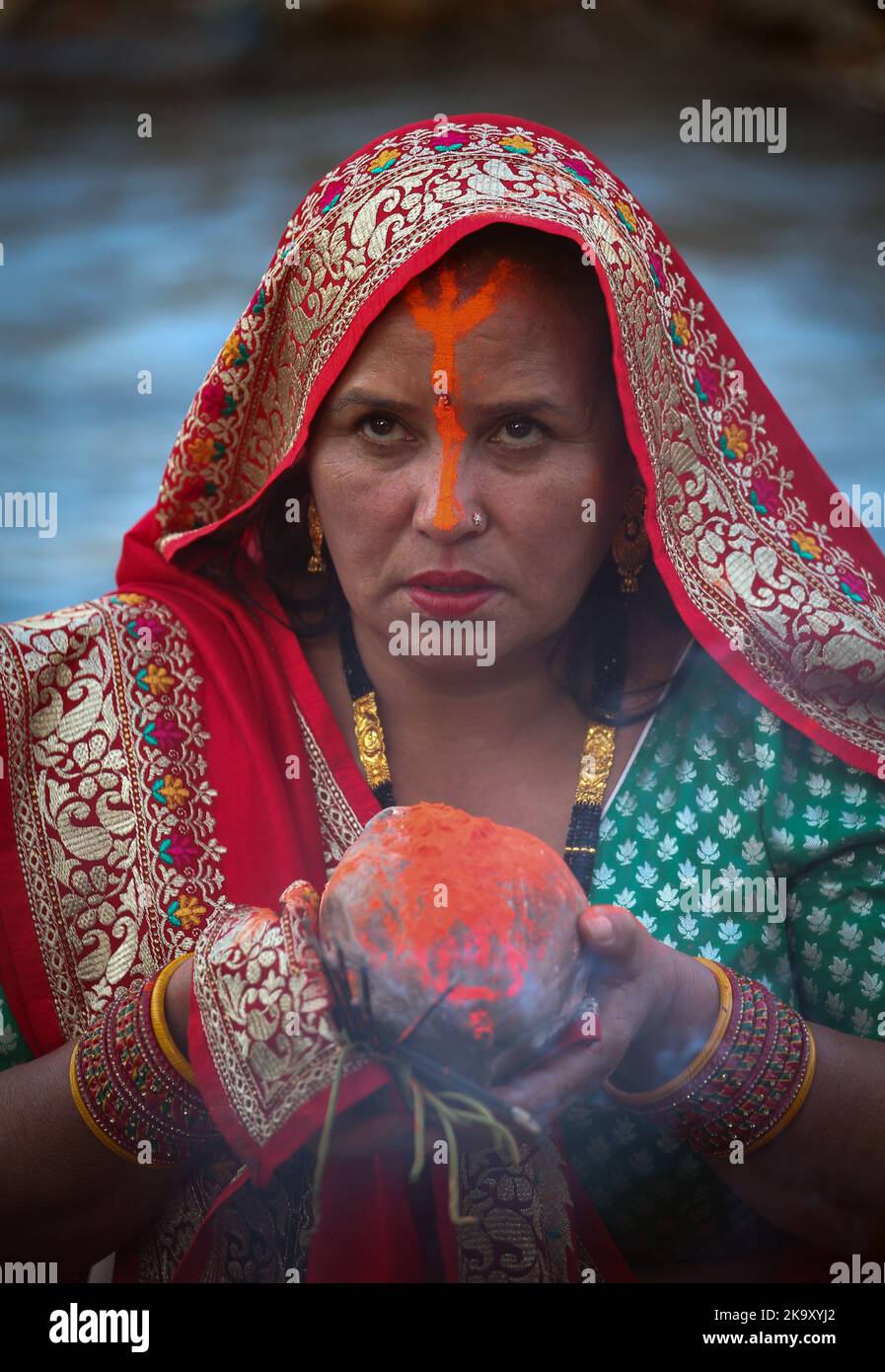 Kathmandu, Bagmati, Nepal. 30th Oct, 2022. A woman offers prayers to ...