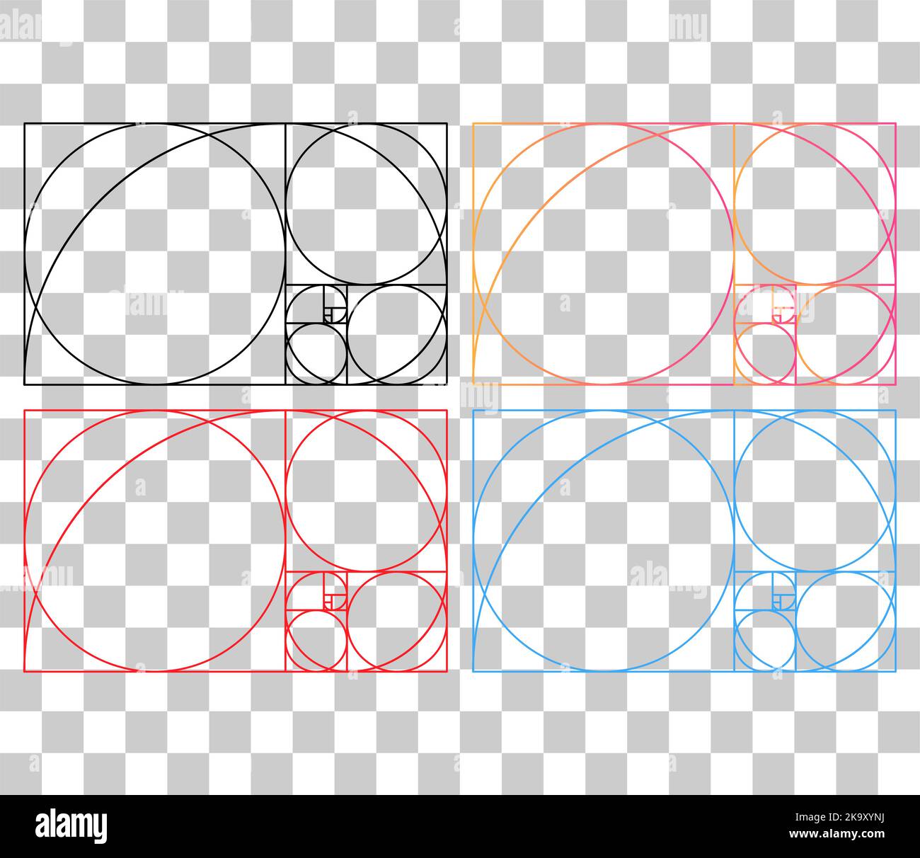 Set of Golden ratio minimalistic icon. Geometric shapes flat proportion ...